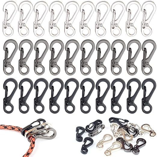 30PCS Mini SF Carabiner Clips Small Spring Snap Hook Tiny Carabiners ...