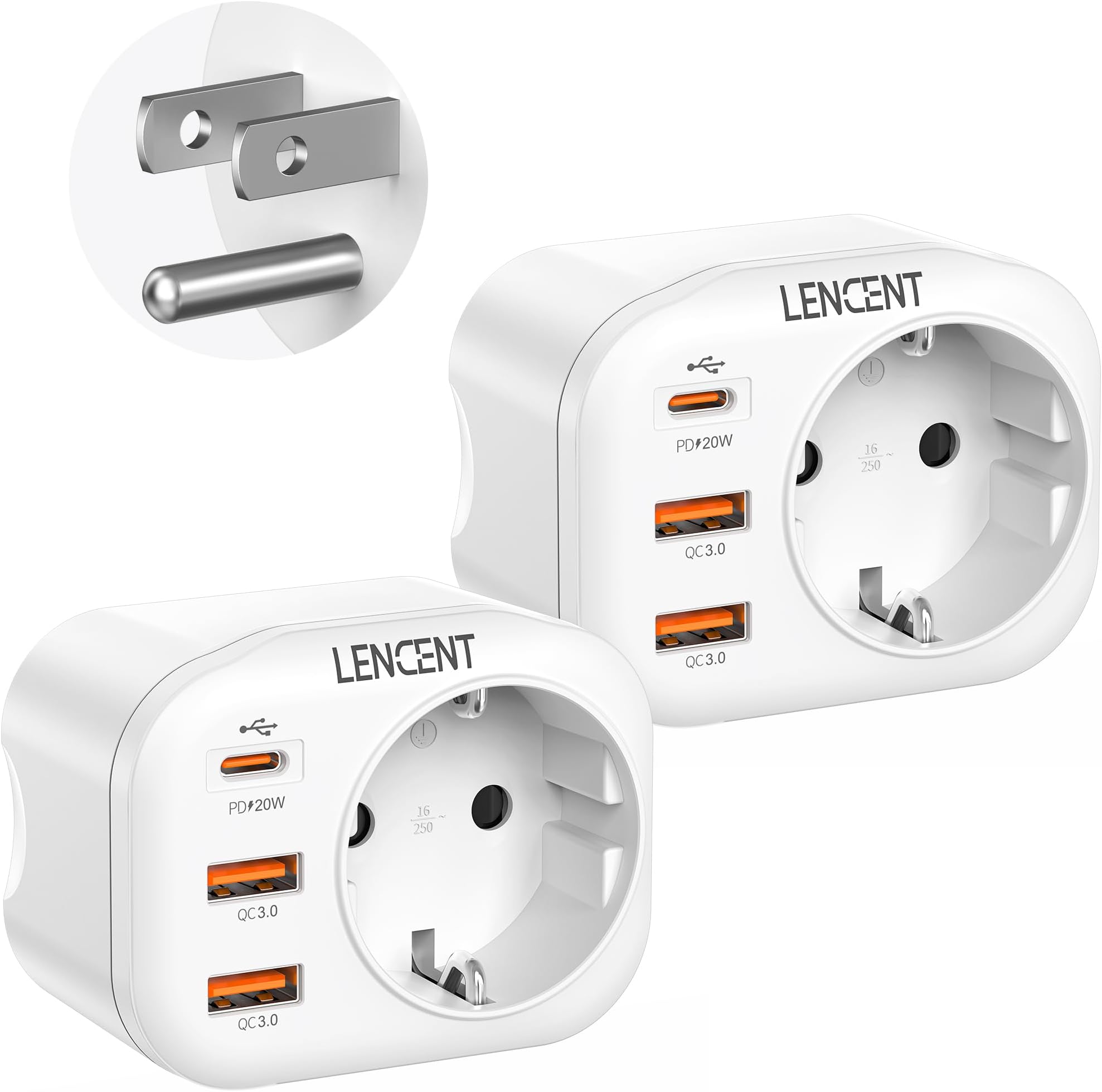 LENCENT Reiseadapter Netzadapter SA Adapter Südafrika Deutschland ...