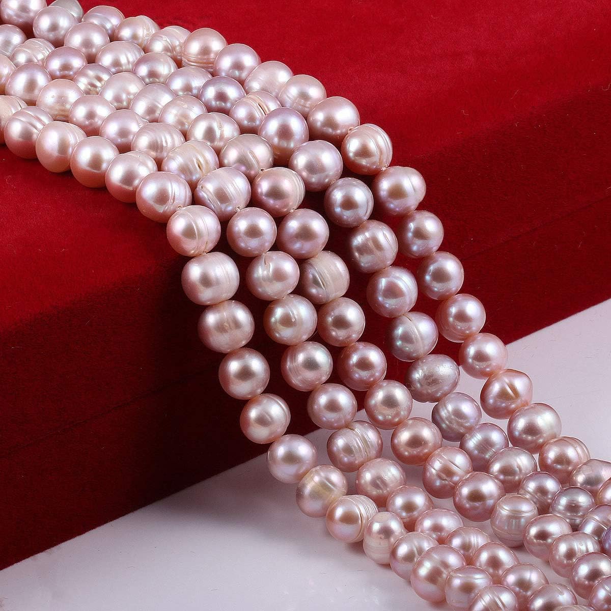 Amazon.com: Natural Pearl Beads Cultured Freshwater Round Pearl ...