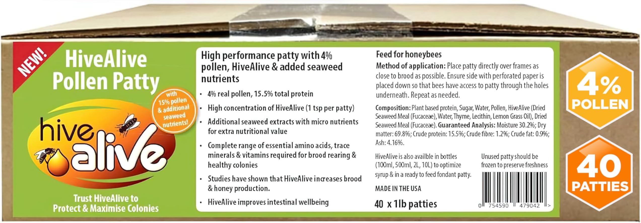 Amazon.com: Dry Pollen Patties for Honey Bees - 40-Pack Bee Food with 4 ...