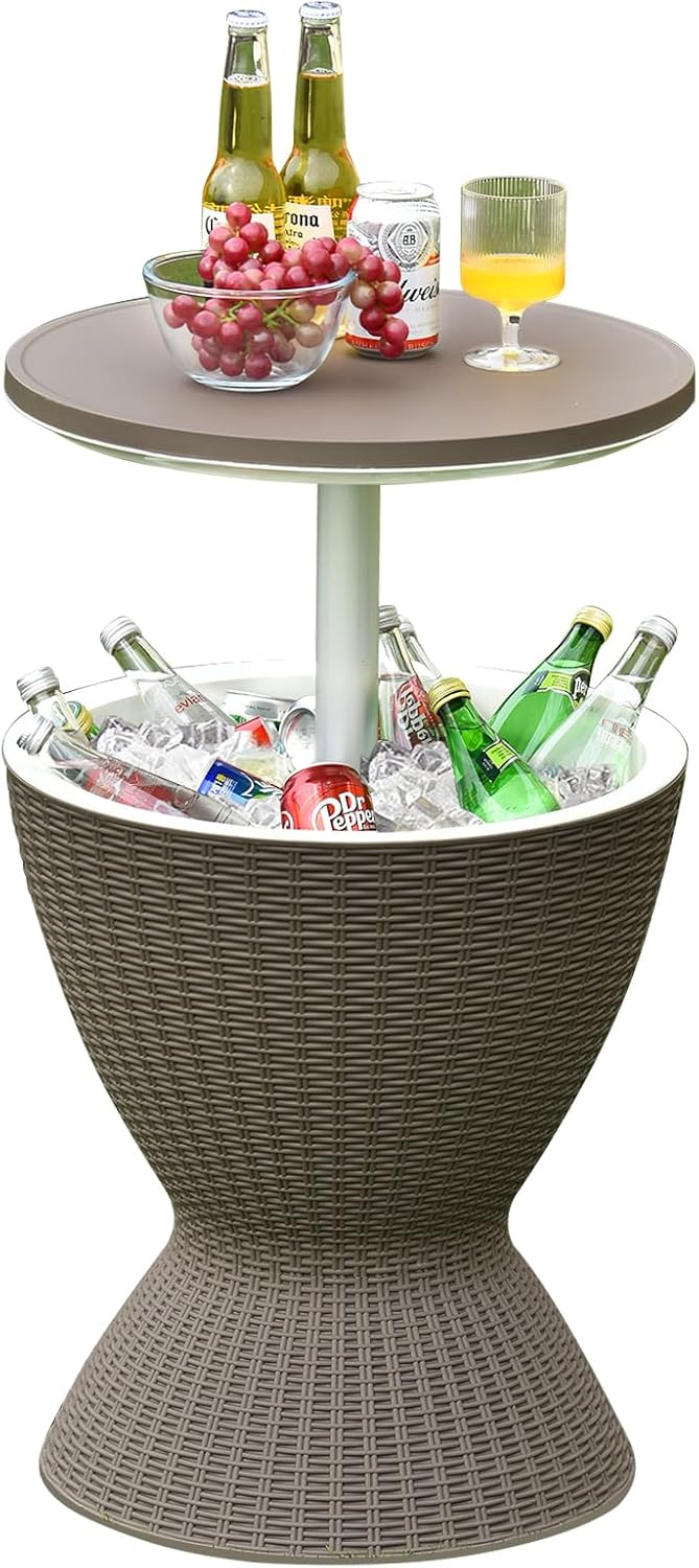 Amazon.com: SPORFIT Cool Bar Table with Ice Bucket, 8 Gallon Rattan ...