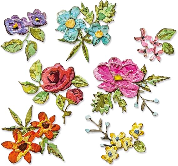 Amazon.com: Sizzix Thinlits Dies by Tim Holtz 14/Pkg - Brushstroke Flowers Mini