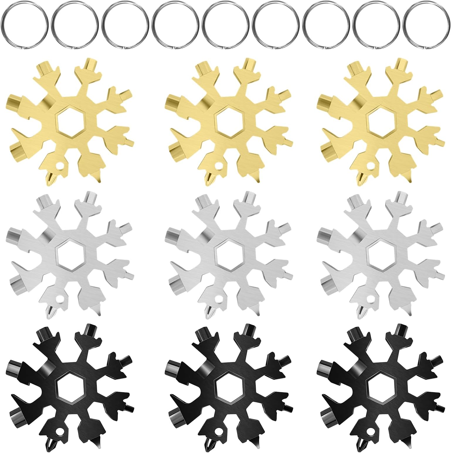 18 in 1 Snowflake Multi Tool 9 Pack Stainless Steel Snowflake Bottle ...