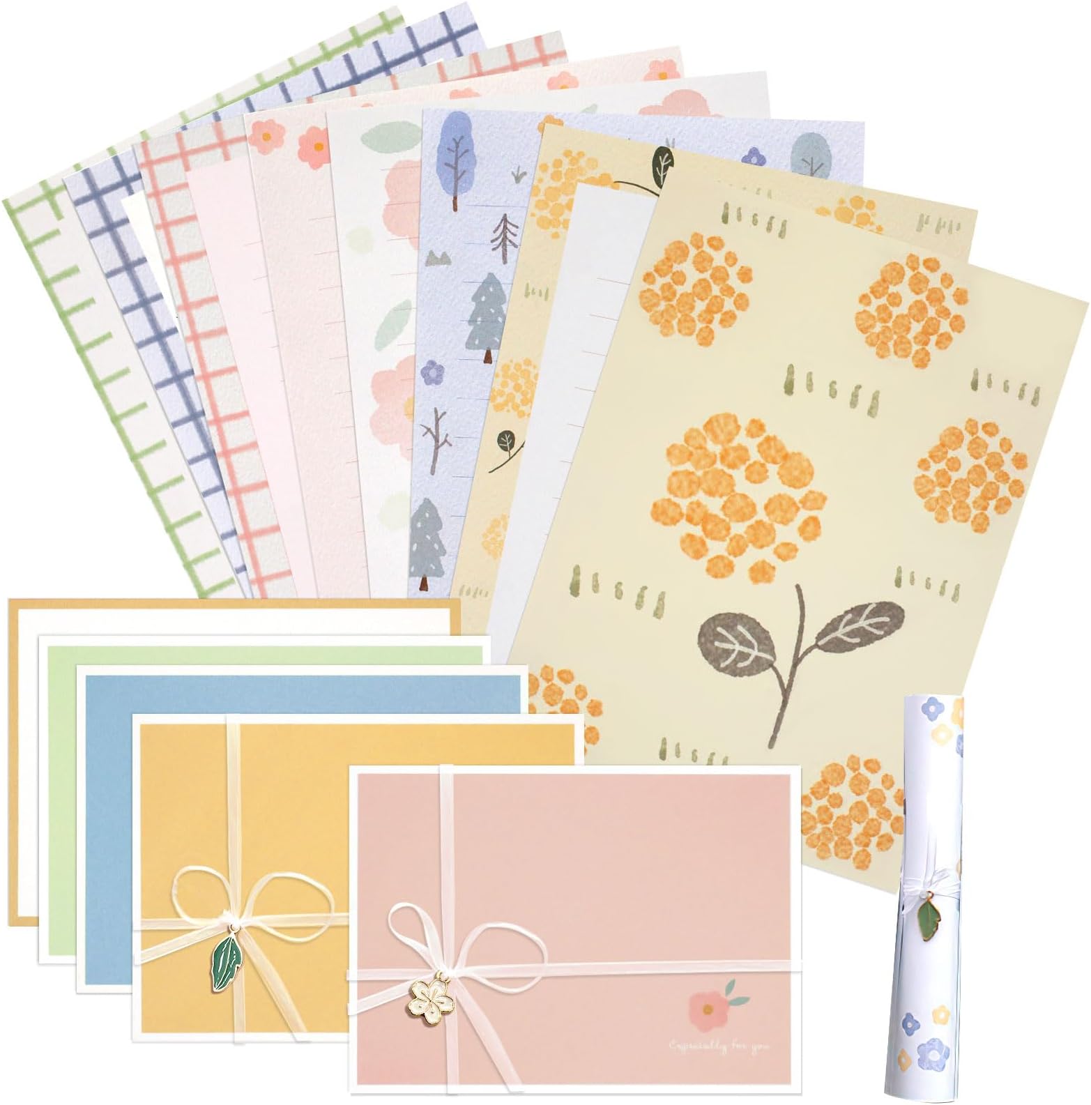 KSIWRE 48 PCS Stationery Paper and Envelopes Set,16 PCS Lined ...