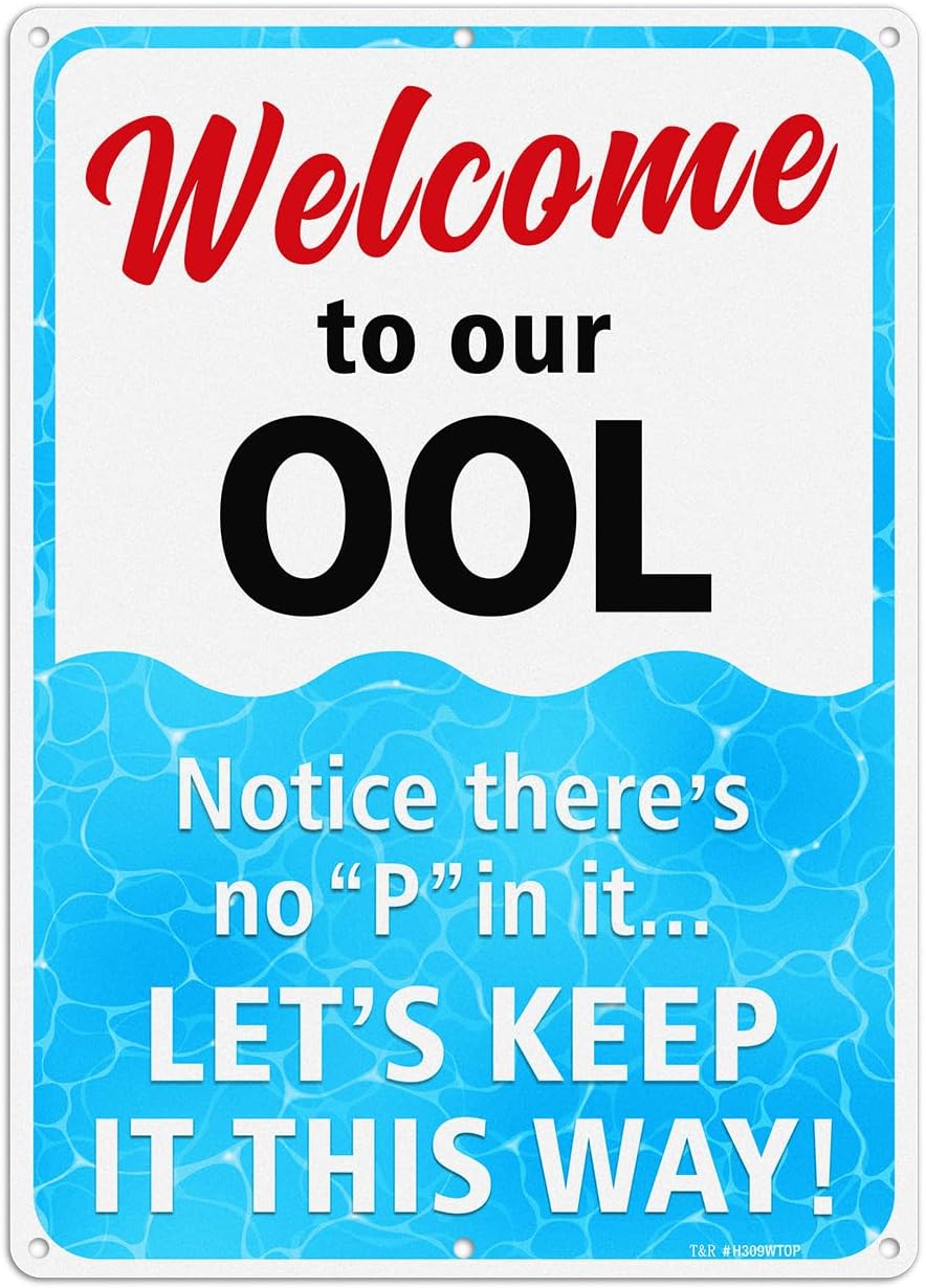 Amazon.com : Eyoloty 14 x 10" Funny Pool Sign "Welcome To Our OOL ...