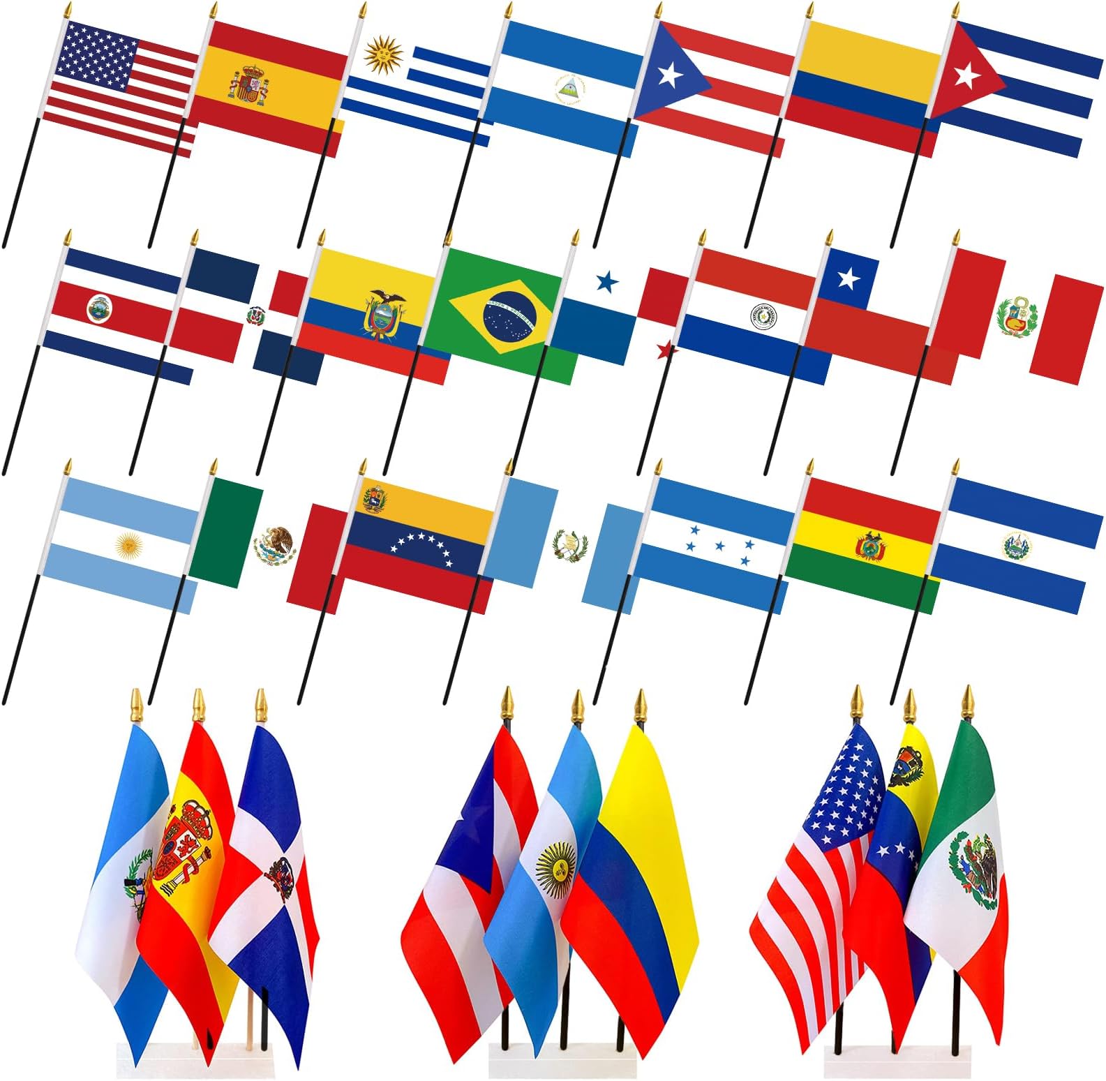 Amazon.com: Lebei 100 Countries Small Mini Flags on Stick ...