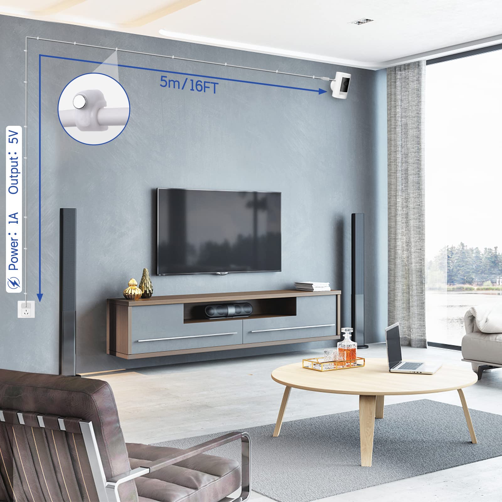 Snapklik.com : Ring Camera Battery Charger Outdoor & Indoor, 16Ft/5m ...