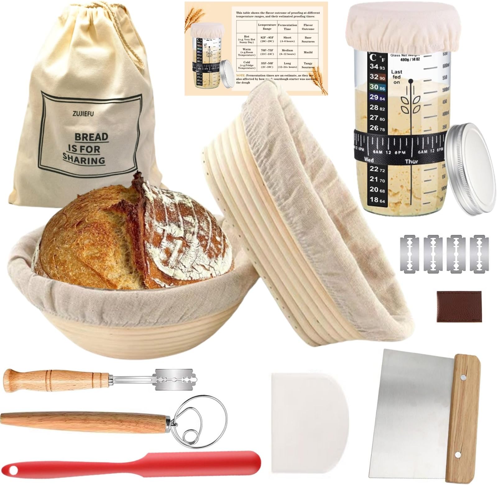 Amazon.com: Yendse Banneton Bread Proofing Basket Set, 9" Round ...