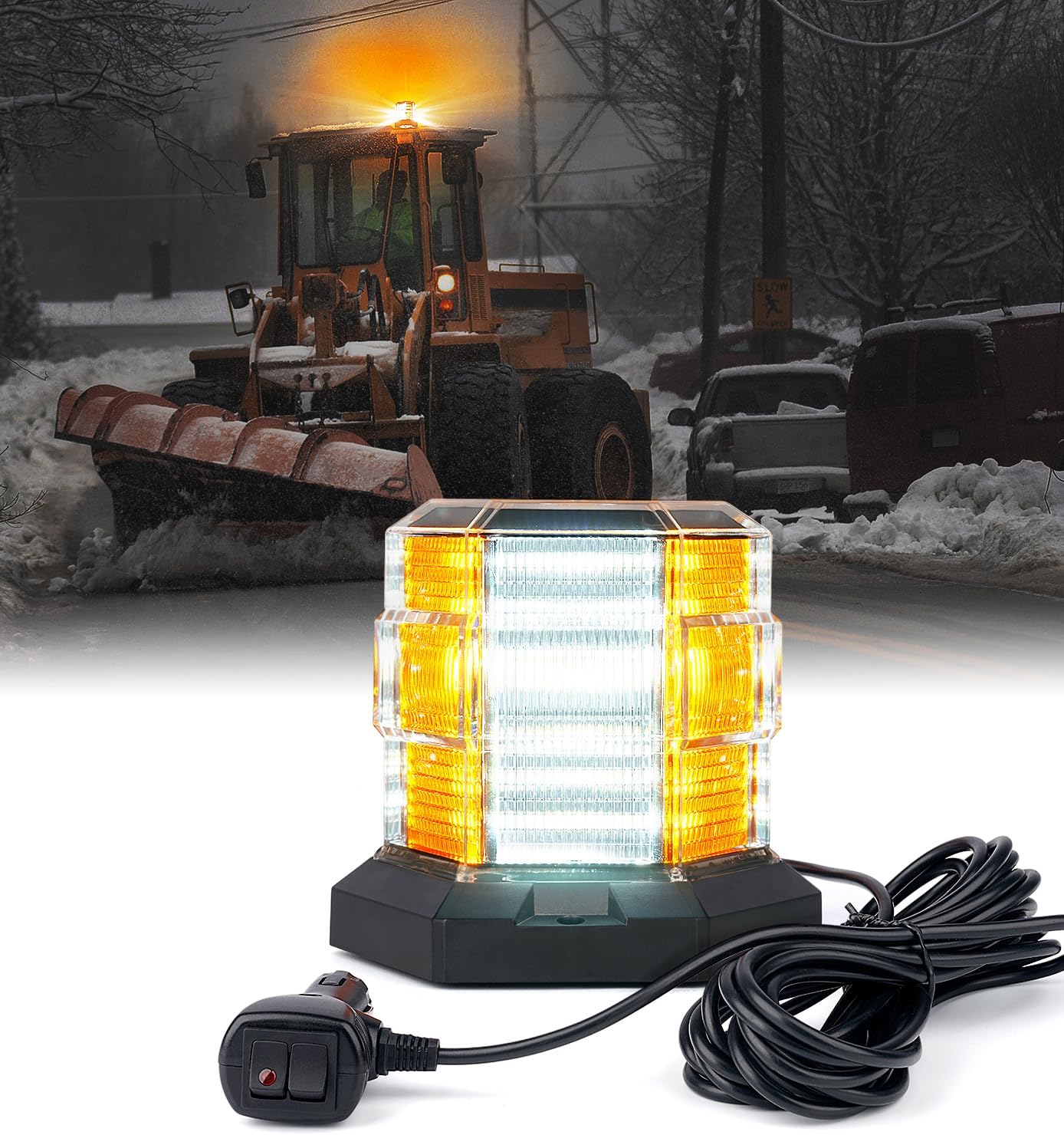 Amazon.com: LUMENIX 72 LED Strobe Beacon Light Rooftop Rotating Warning ...