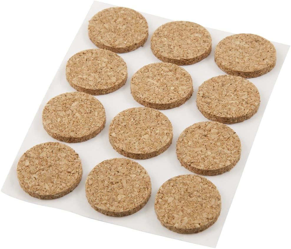 Soft Touch 4074095N 9/16" Round Tan Self Stick Cork Disks 12 Piece Set ...