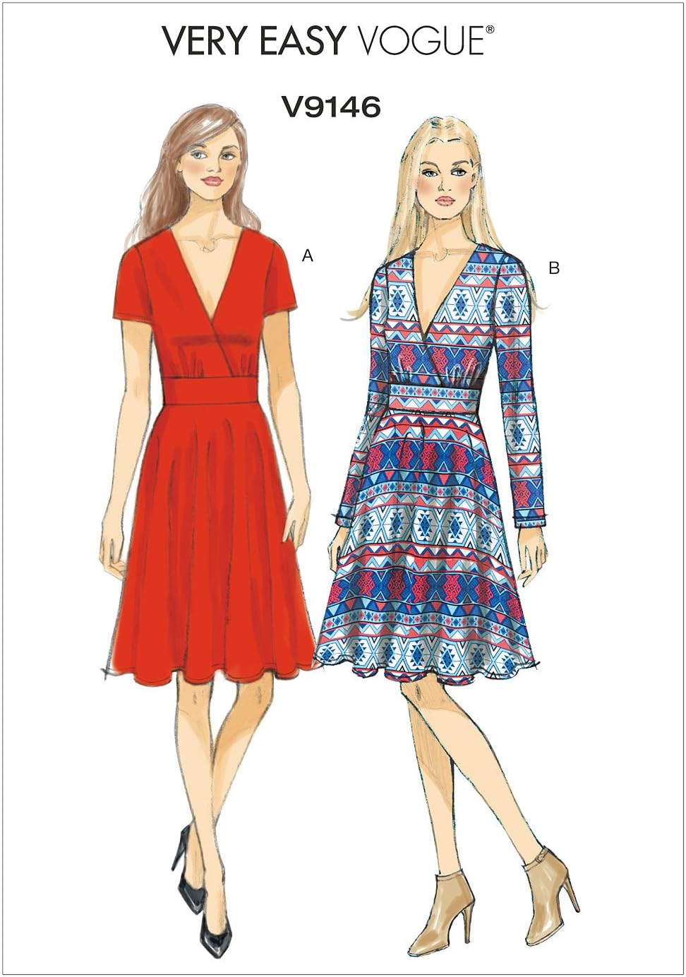 Amazon.com: Vogue Patterns V9146 Misses' Dress, A5 (6-8-10-12-14 ...