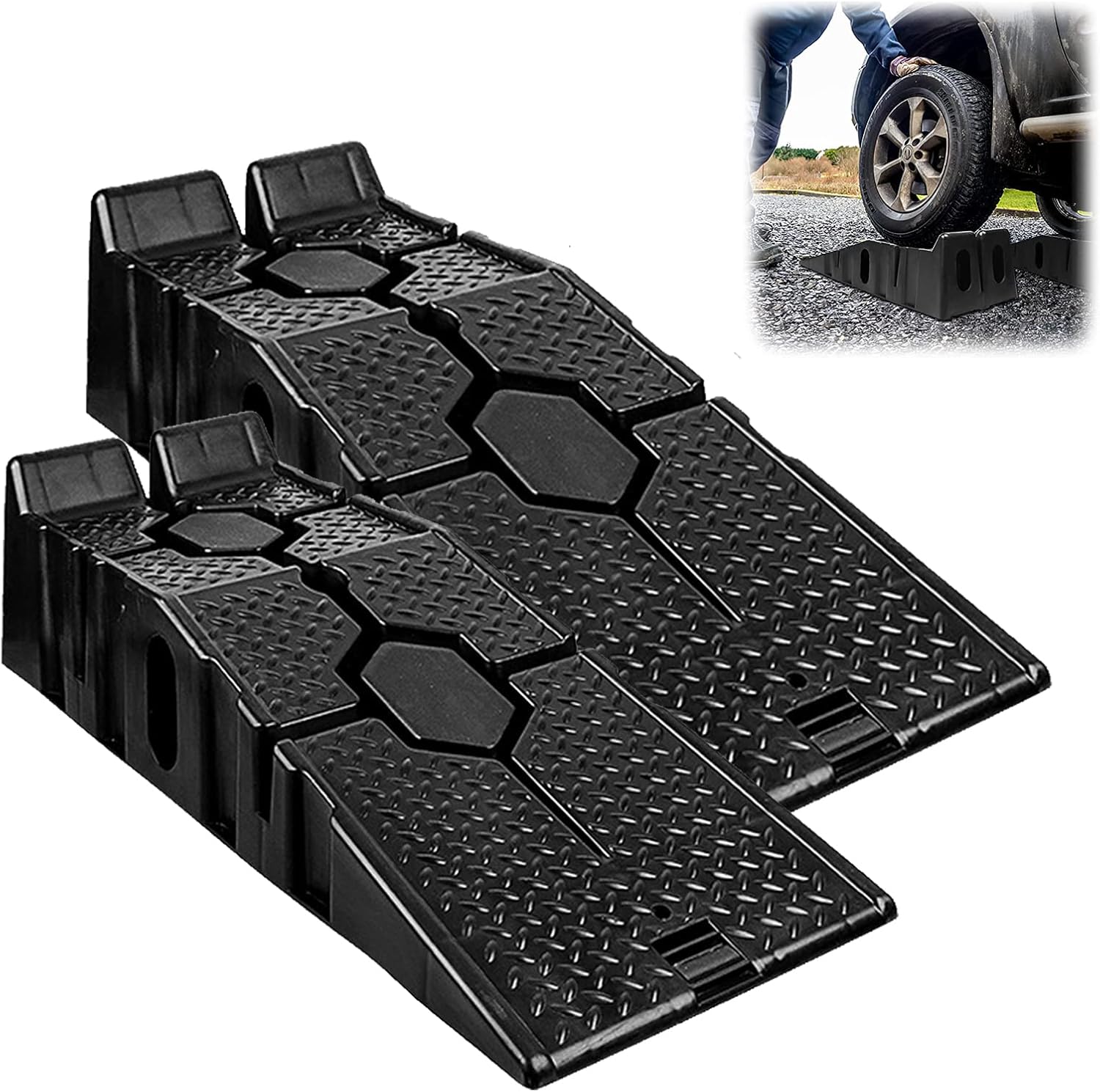 Auffahrkeil 2 Stück Kunststoff Laderampe PKW Auffahrrampe Set ...