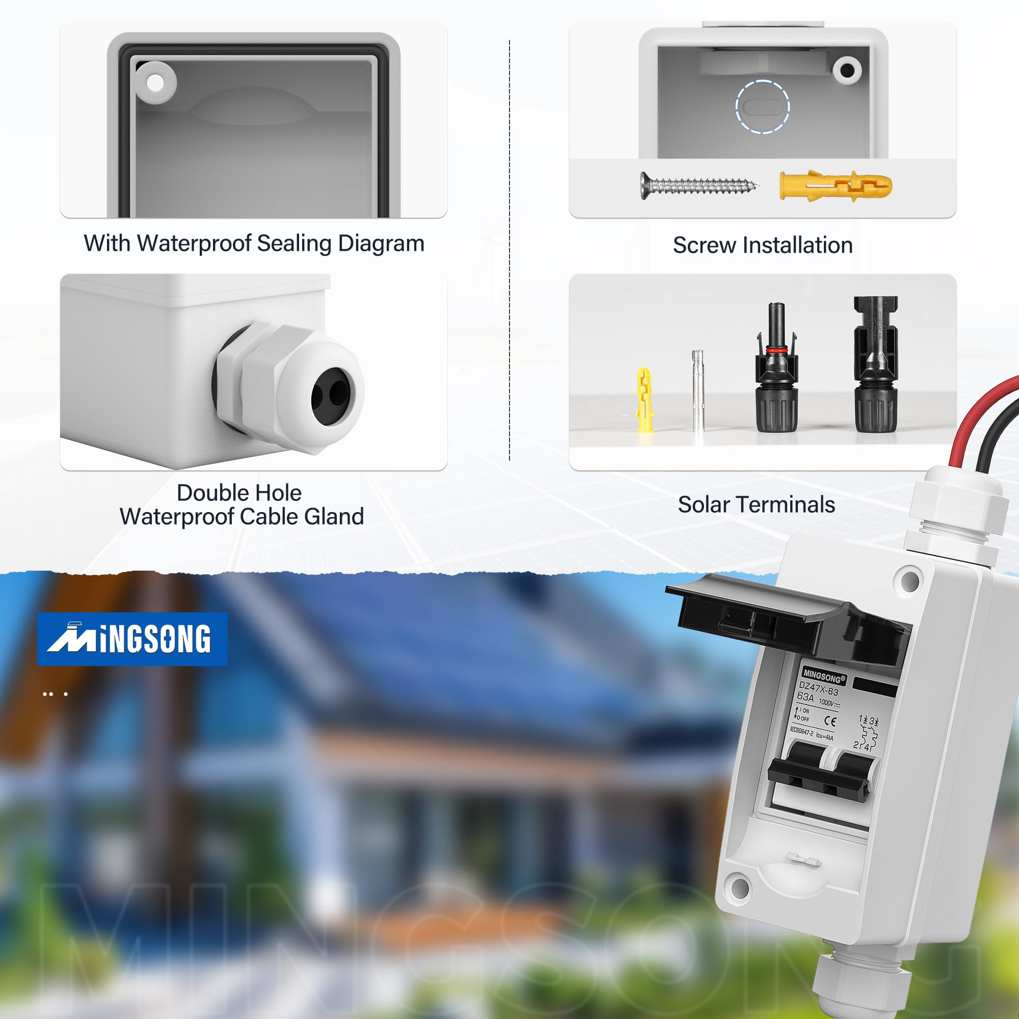 Snapklik.com : MINGSONG Solar Panels Disconnect Switch 63Amp DC Solar ...