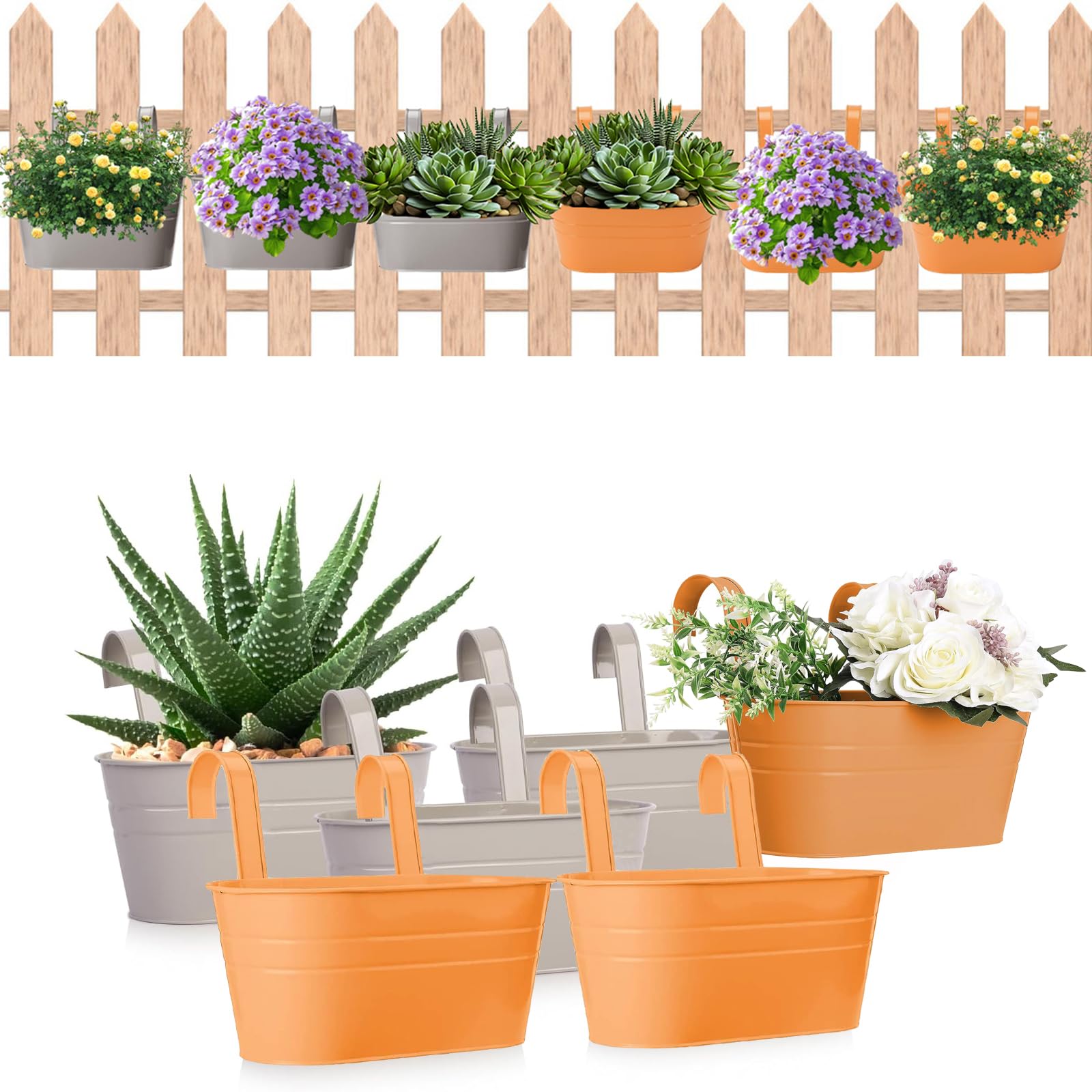 QIODAZOO Hanging Flower Pots, Hanging Planters Outdoor for Fences, Wall ...