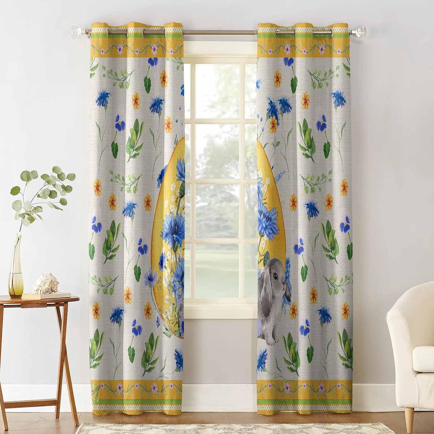 Amazon.com: BOBOWUNY Spring Easter Egg Blackout Curtains 63 Inches ...