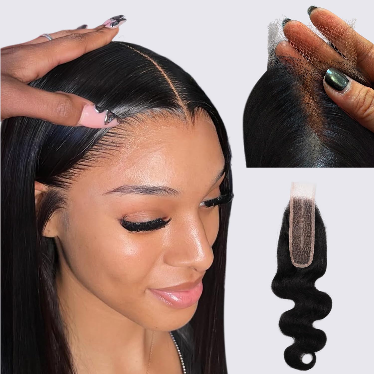 Amazon.com : IDN BEAUTY SKINLIKE REAL HD 2X6 Lace Closure Human Hair 14 ...
