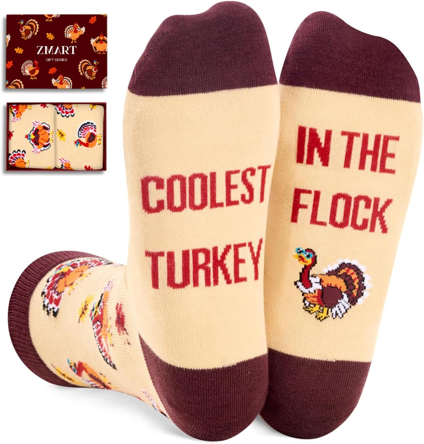 Amazon.com: Zmart Thanksgiving Turkey Socks - Gifts for Women & Men ...