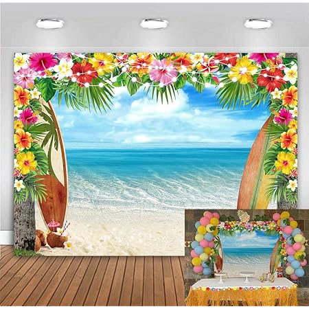 Amazon.com : Summer Beach Backdrop Tropical Palm Trees Hawaiian Island ...