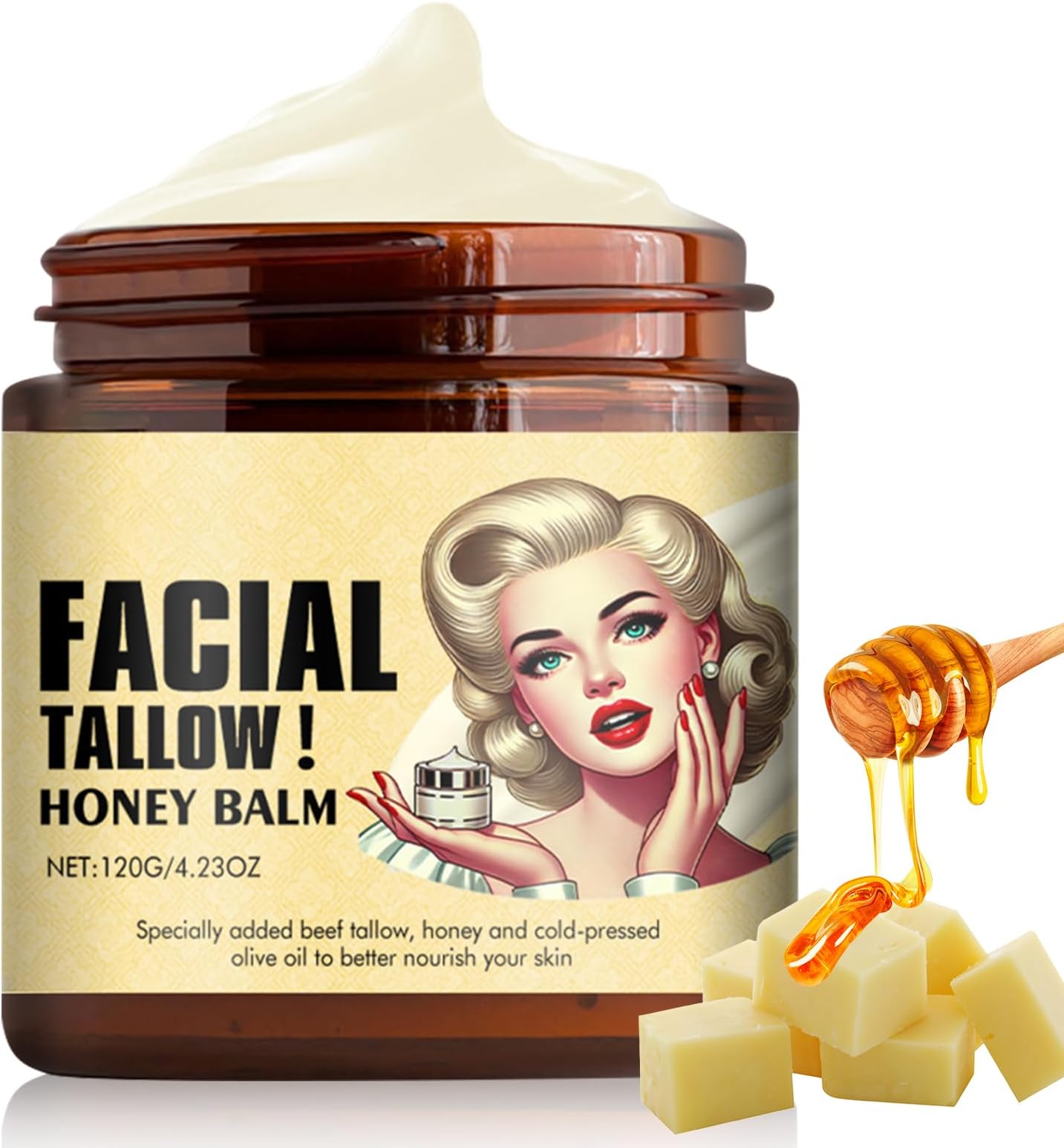 Amazon.com: OUHOE Facial Tallow Honey Balm, Natural Tallow and Honey ...