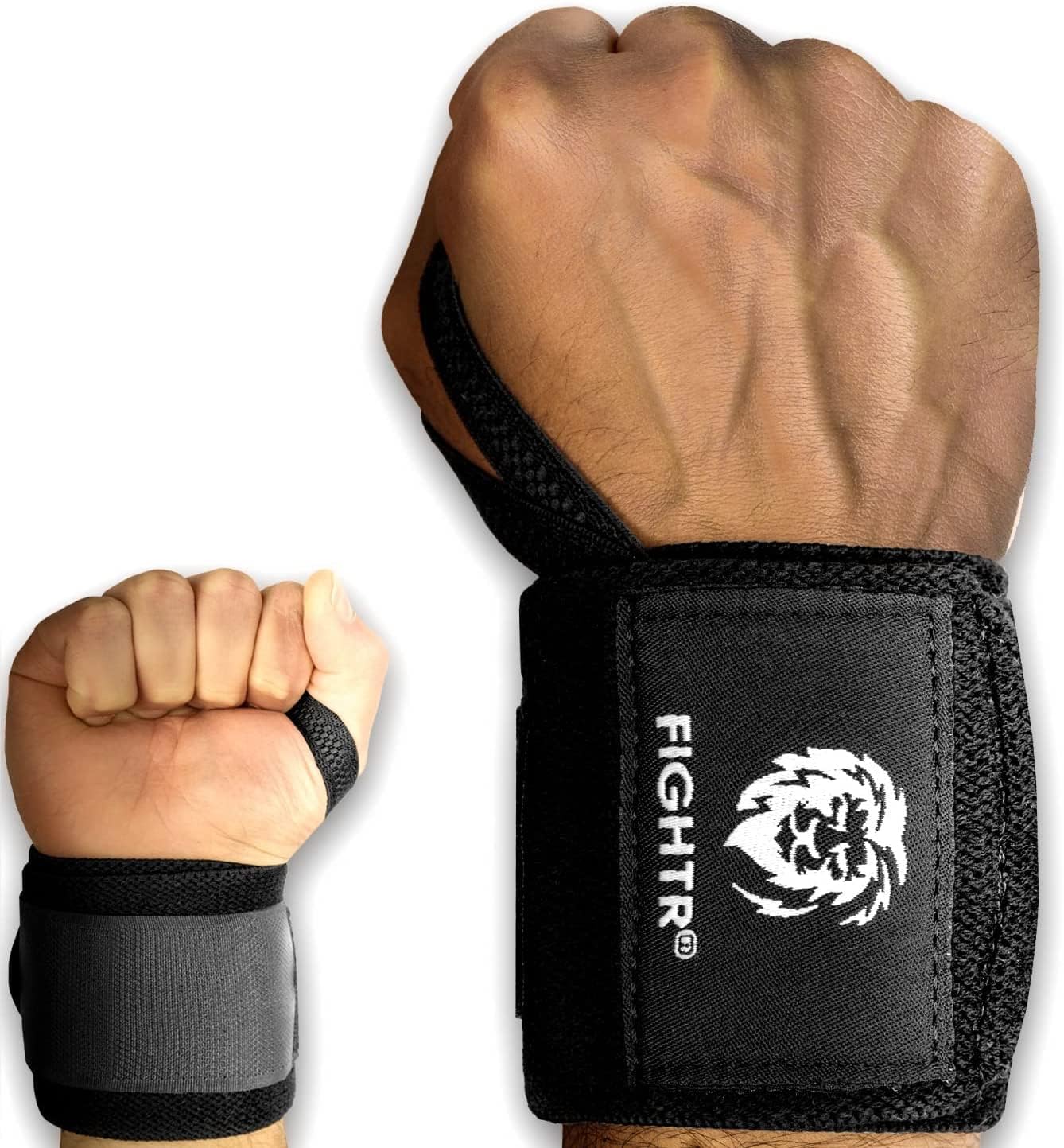 RAVICO Weightlifting Wrist Wraps with Thumb Loop -Stretchable Wrist ...