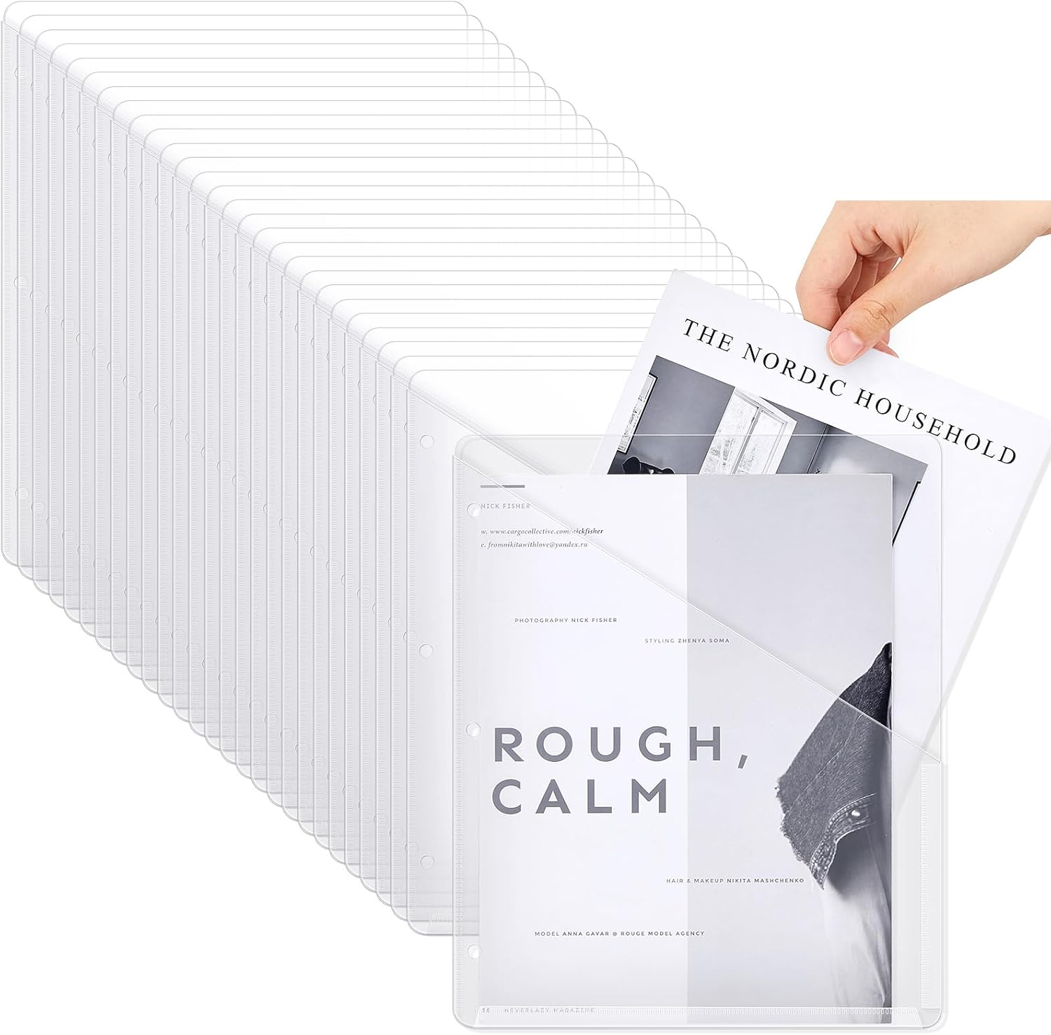 Amazon.com : Seajan 100 Pcs Binder Pockets for 3 Ring Binder Clear ...