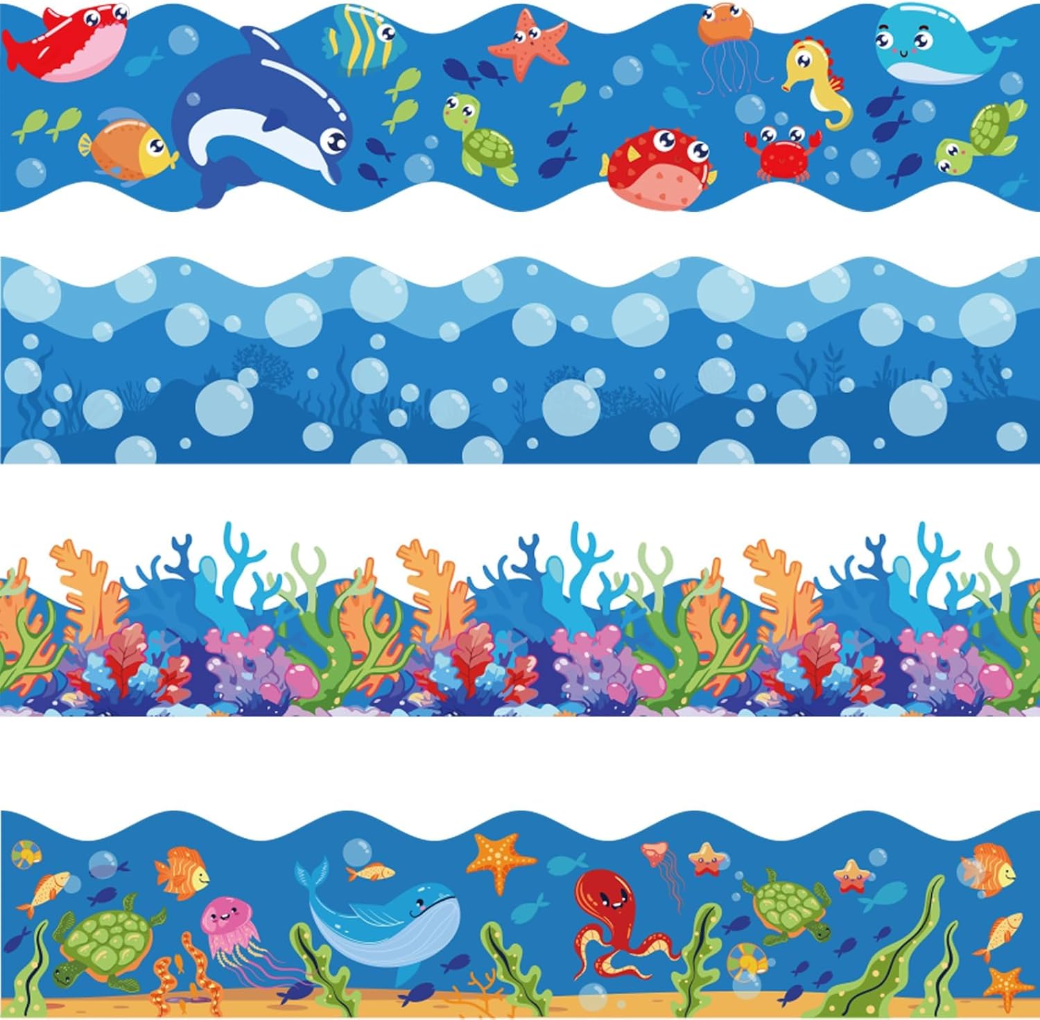 Amazon.com : VABAMNA 76Ft Ocean Bulletin Board Borders, Summer Ocean ...
