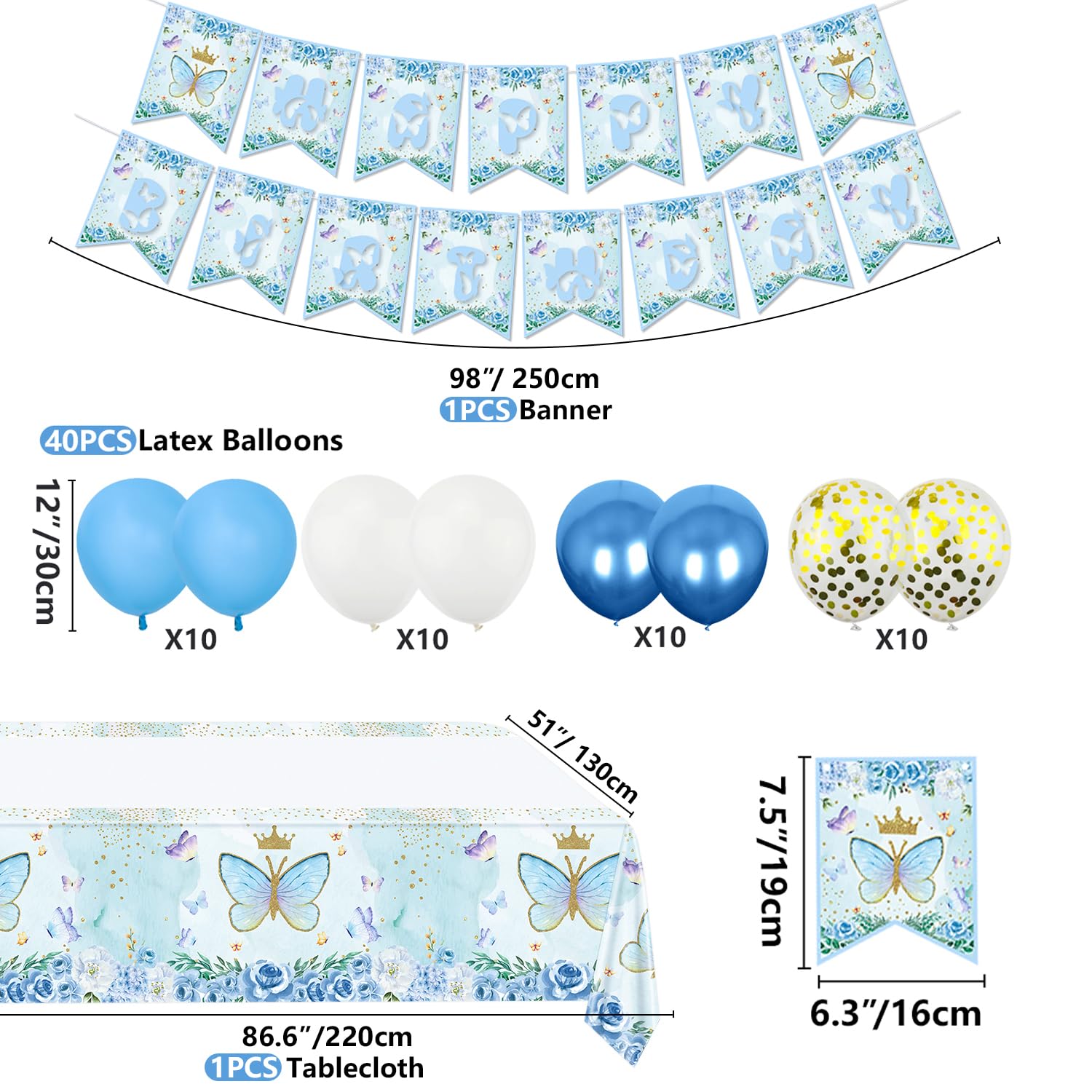 Snapklik.com : 247 PCS Butterfly Party Decorations - Blue Butterfly ...