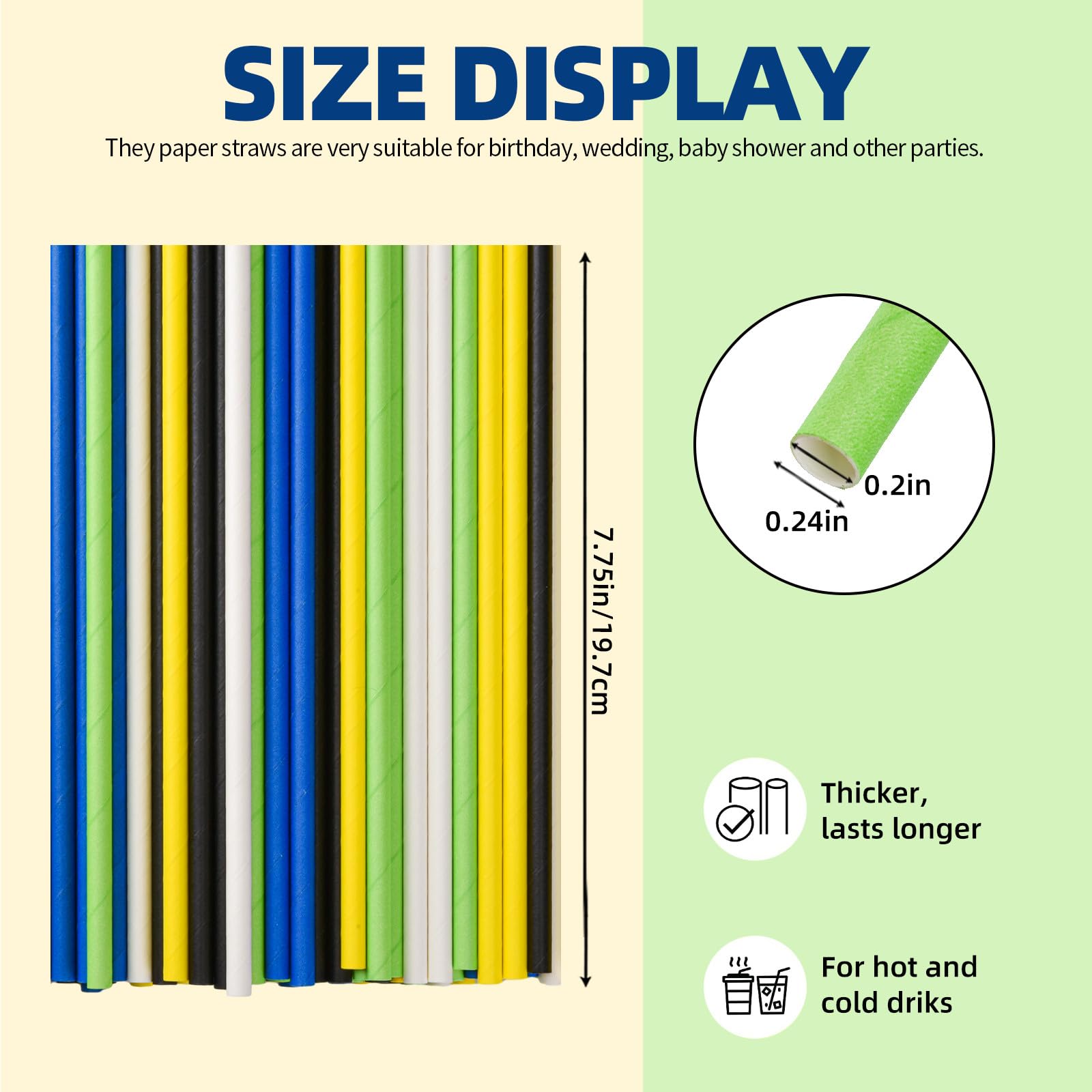 Snapklik.com : 100 Pack Multicolor Paper Drinking Straws, Biodegradable ...