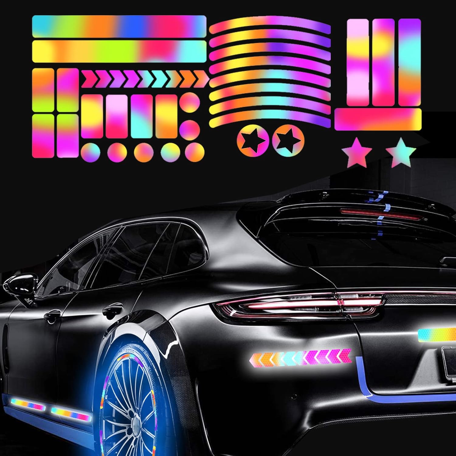 Amazon.com: Vesvory 42 Pieces Reflective Car Stripe Decals Reflective ...