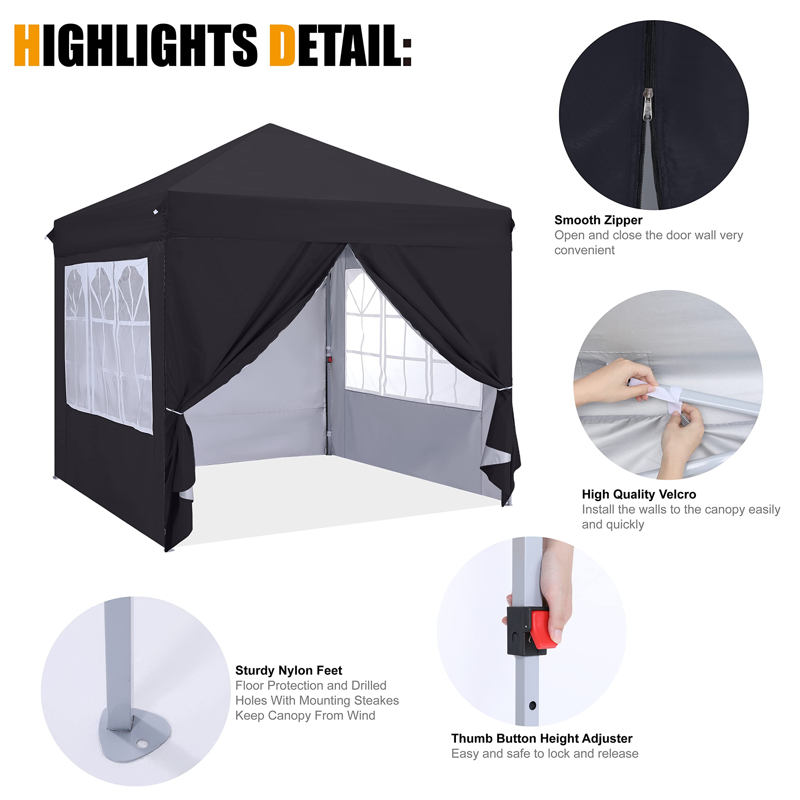 Snapklik.com : COOSHADE 8x8 Ft Pop Up Canopy Tent Enclosed Instant ...