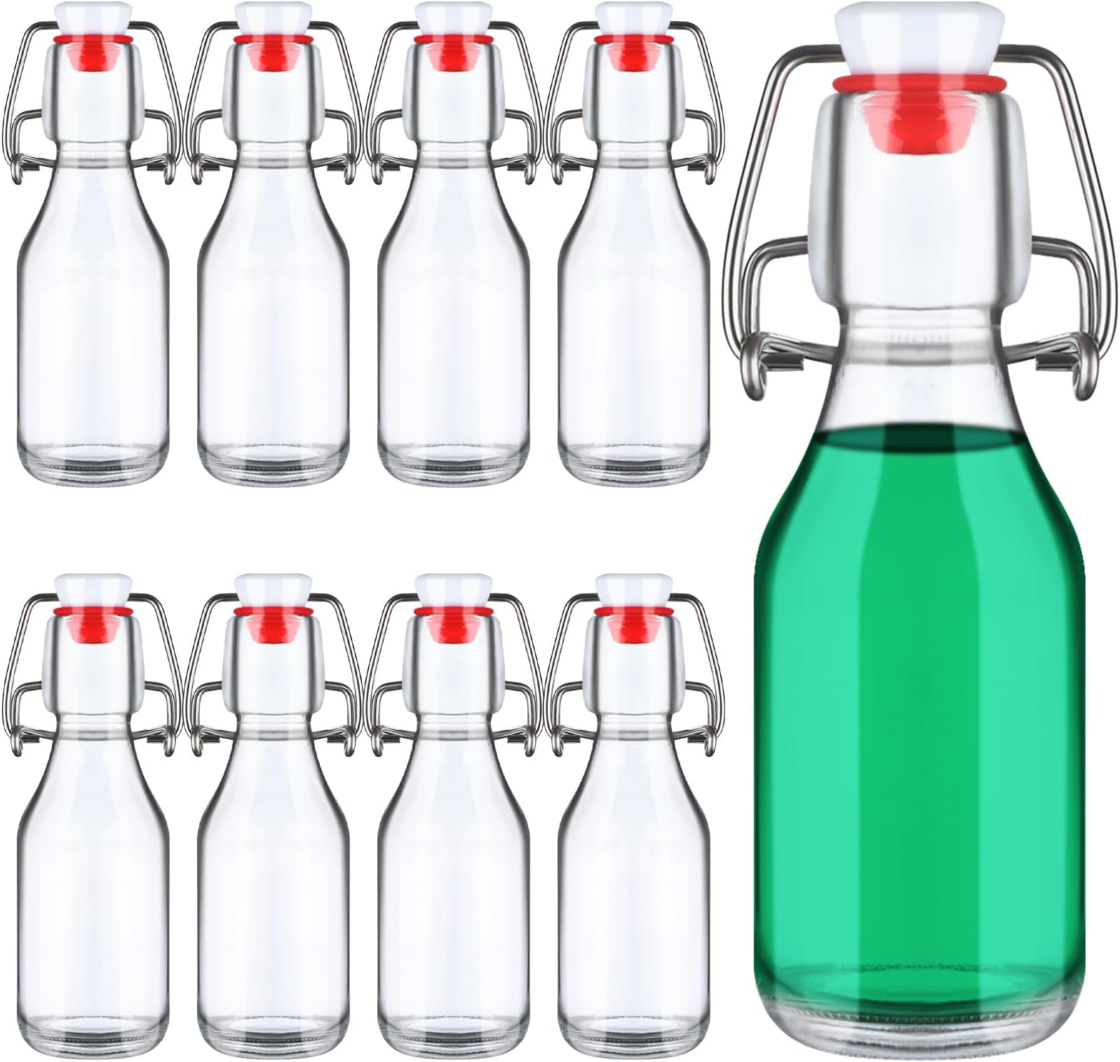 Amazon.com: 9 PCS Flip Top Glass Bottles with Caps 3.38 oz Beer Bottles ...
