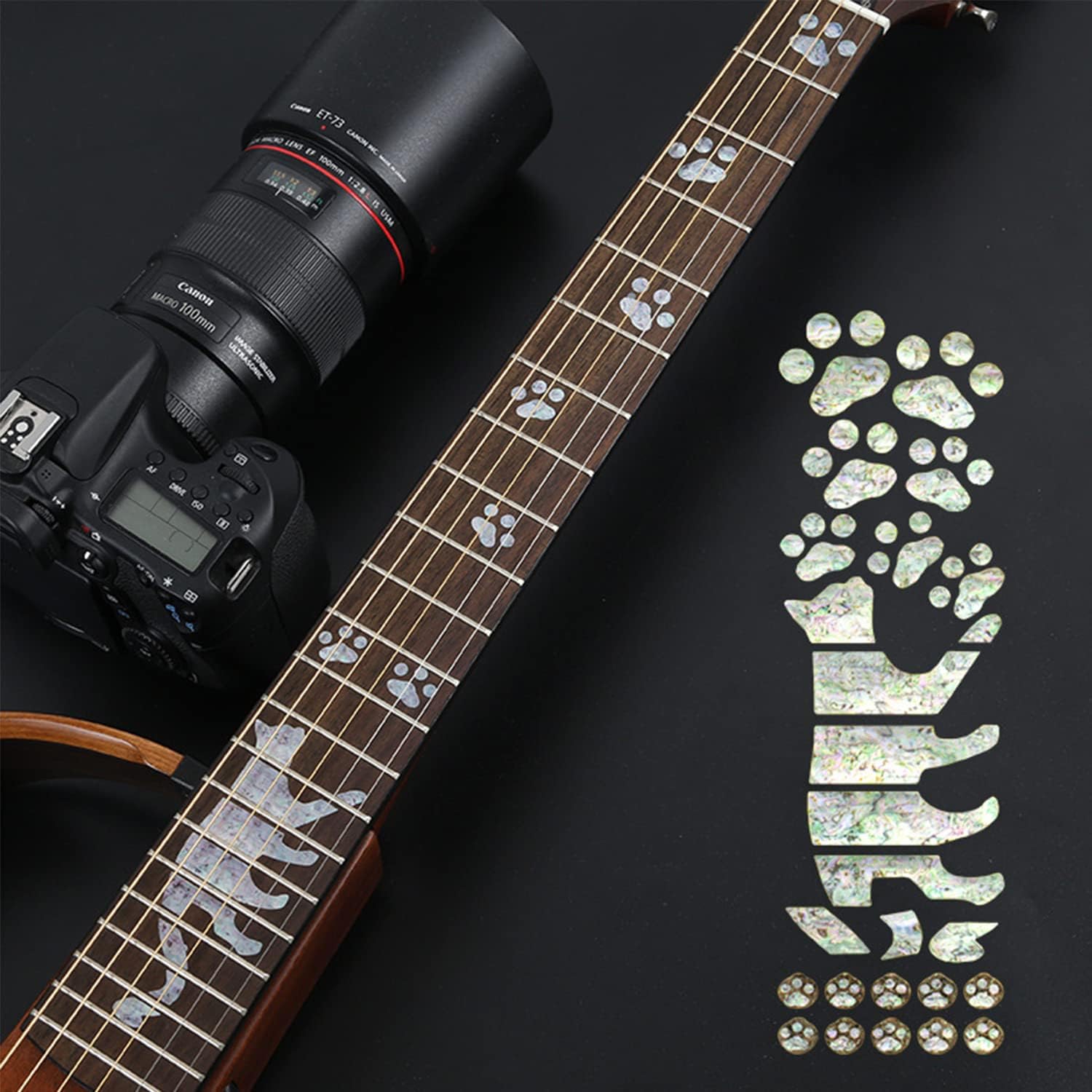 Amazon.com: LGEGE Silver Cat Paw Guitar Sticker, Fretboard Decal for ...