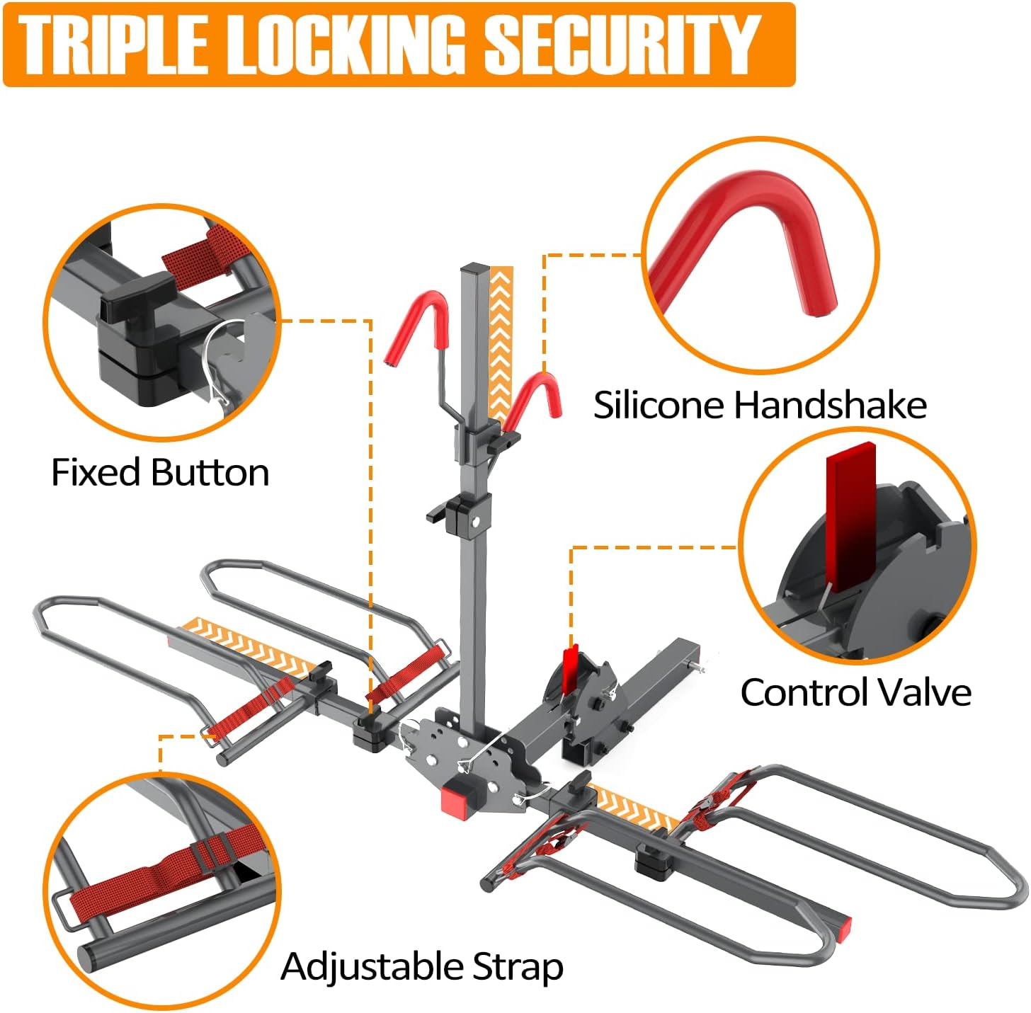 2 Foldable Hitch Mounted Bike Rack Smart Tilting Folding 2-Bike 105 lbs ...