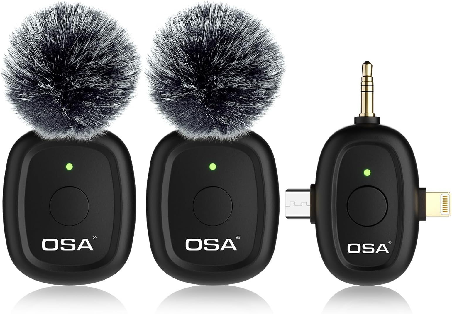 OSA 3 in 1 Wireless Microphone for iPhone,Camera,Android,and Laptop, 8H Long Working Time Lapel ...