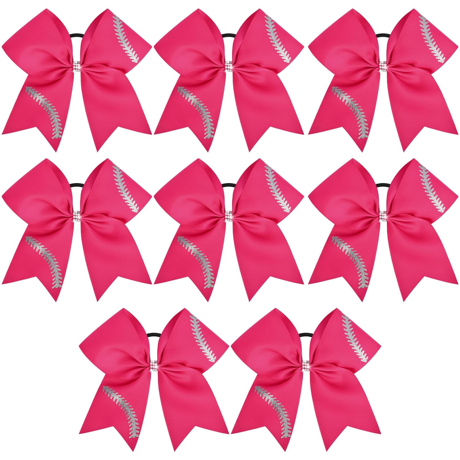 Amazon.com : 8 PCS Softball Bows 8" Softball Cheer Bows Bulk Hair Bows ...