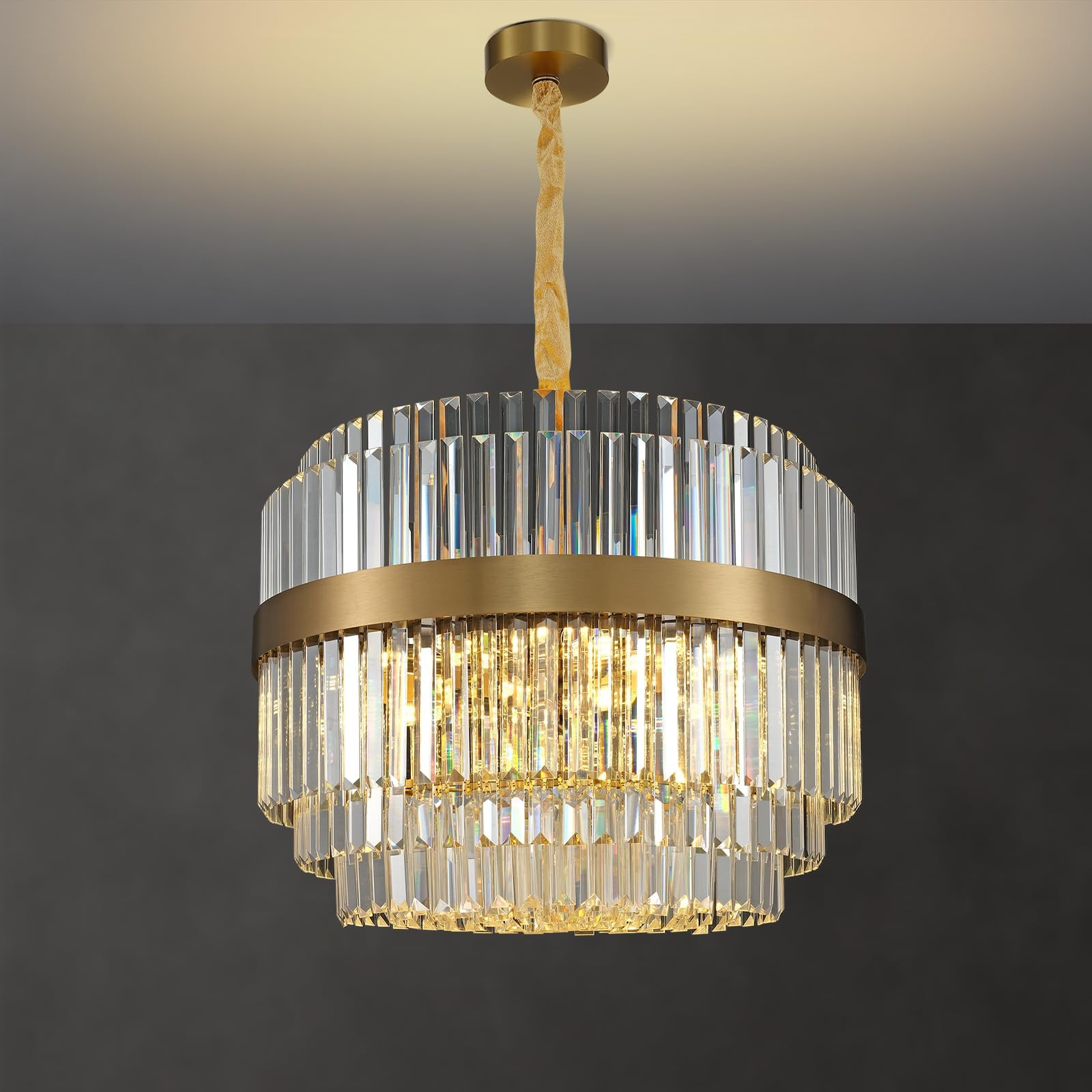 Crystal Round Chandelier, Mallory Crystal Round Chandelier (29.5 ...