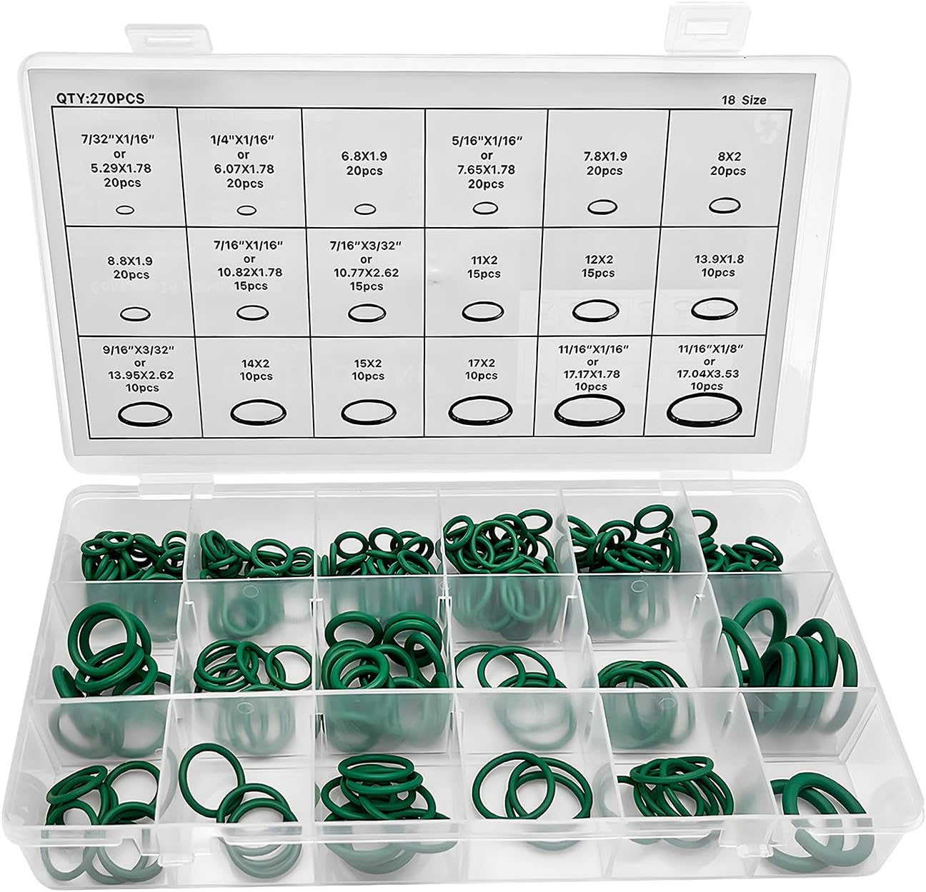 Amazon.com: Yourkar 270 PCS Car AC O-Ring Kit, 18 Sizes Copper Auto Air ...