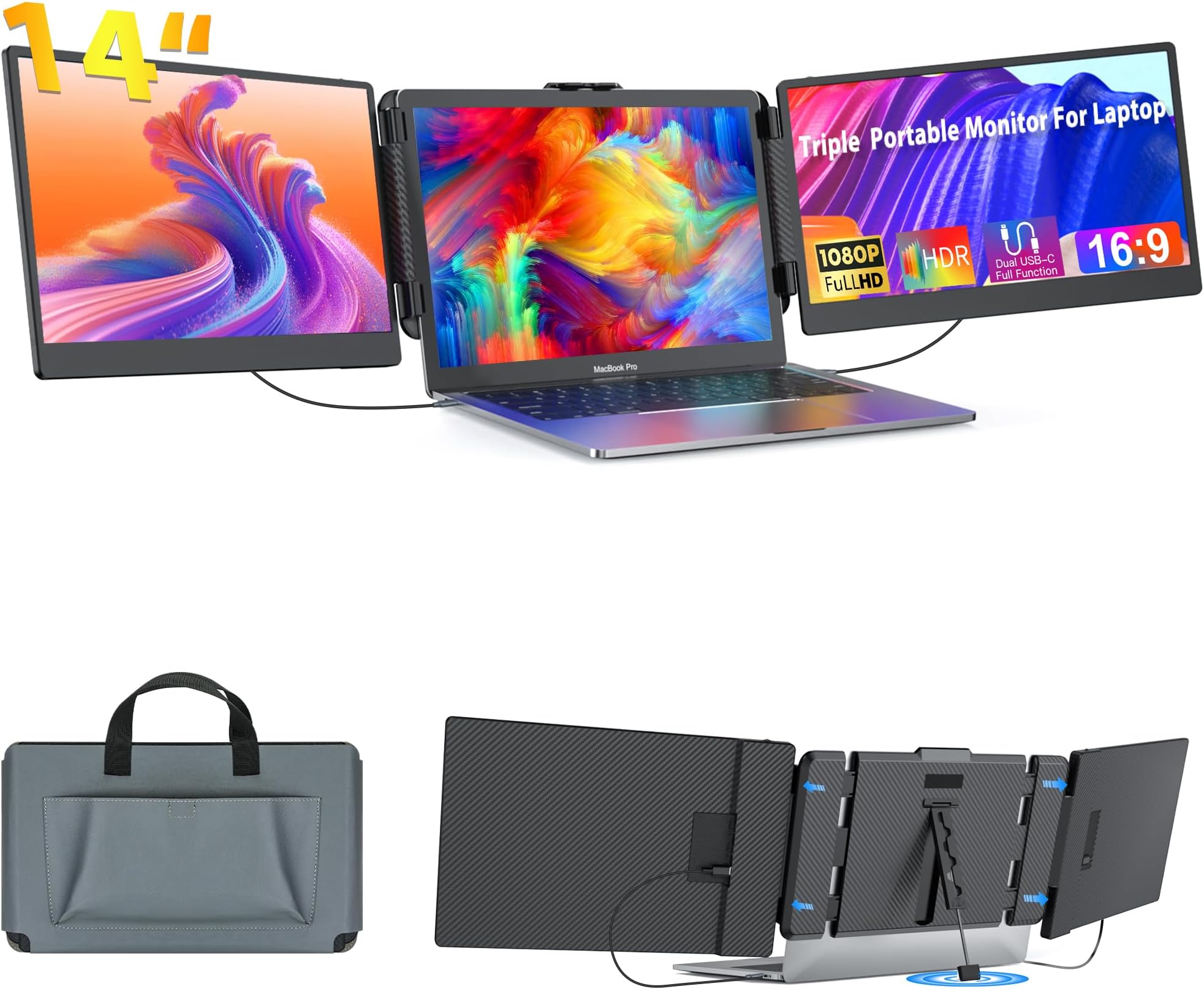 Mobile Pixels - Geminos - Dual 24" Stacked Computer Monitors with 1080P ...