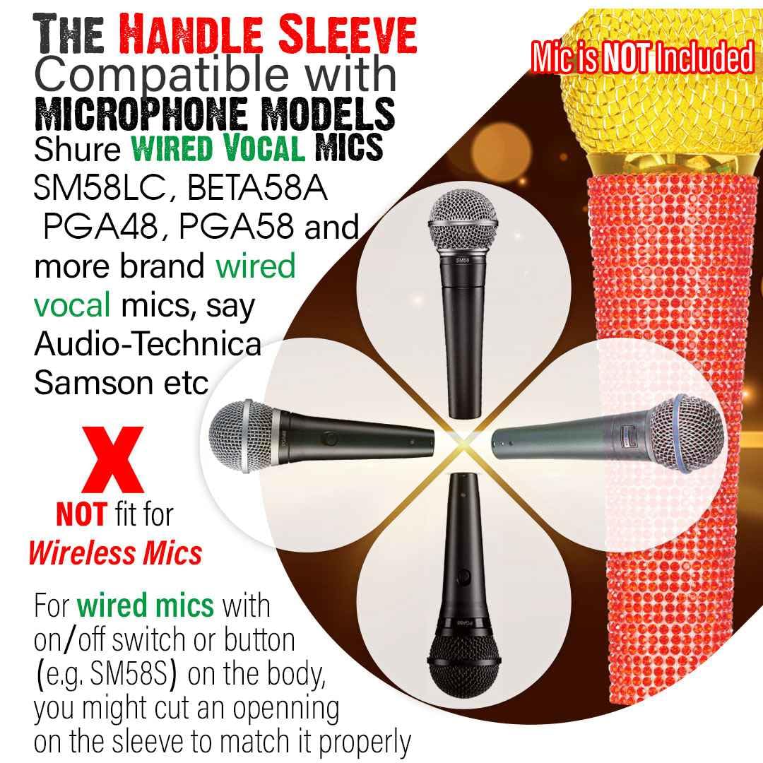 Decorative Mic Handle Cover RhymKawa Red Bling Mic Handle Sleeve ...