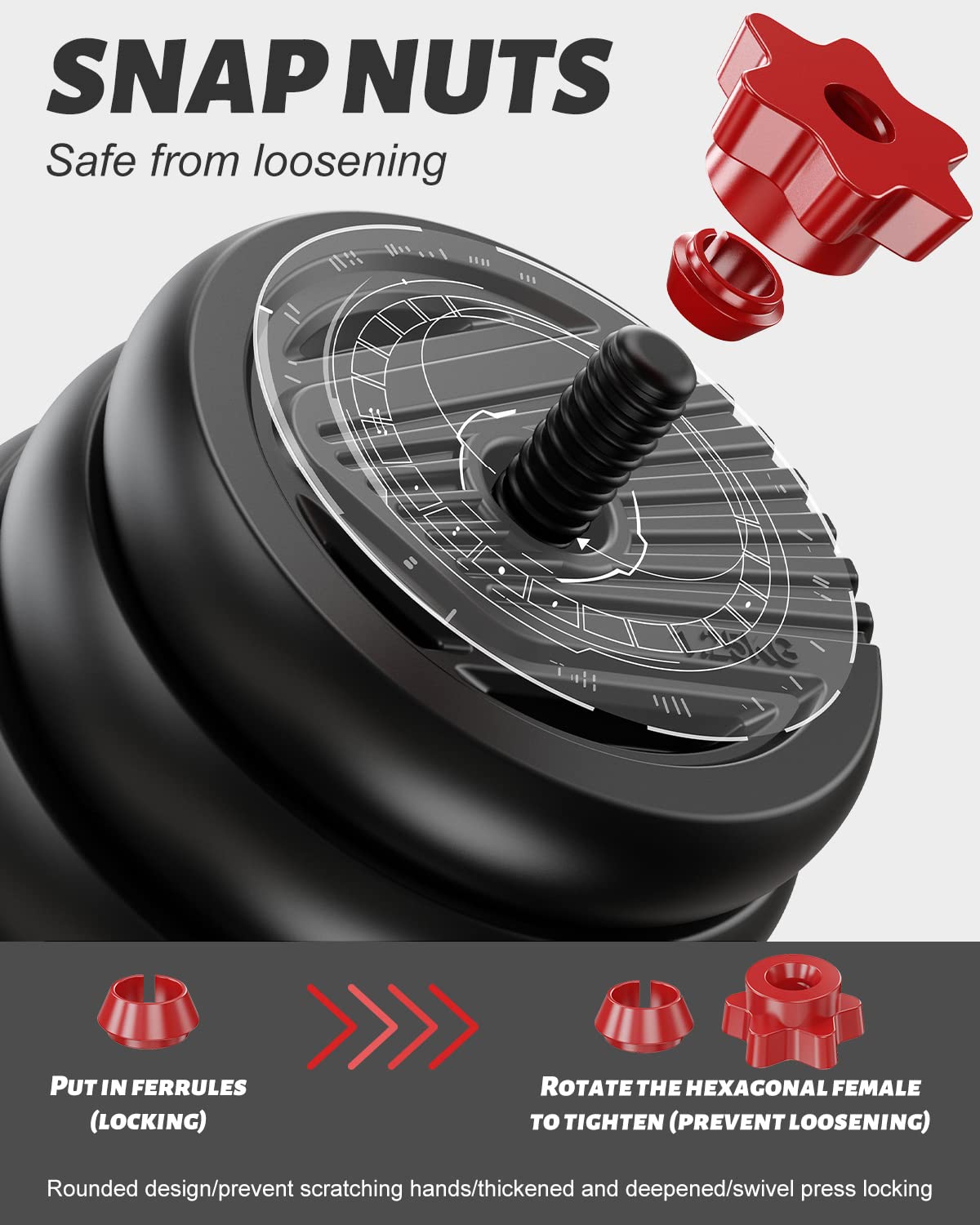 Prapark Adjustable Dumbbell Set - 22LB/44LB Free Weights Set with ...