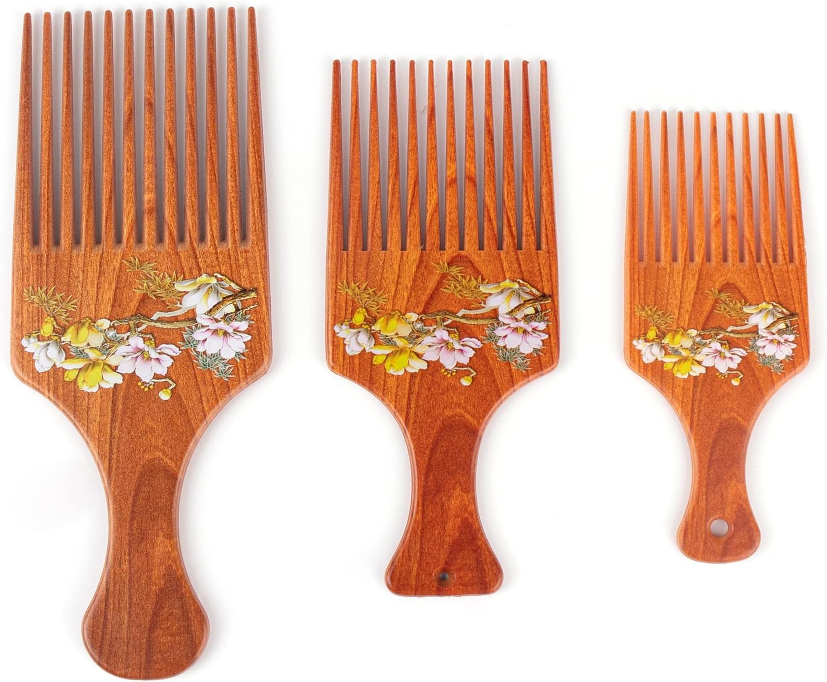 Amazon.com : Zhouocea 2Pcs Wide Tooth Combs Natural Bamboo Wooden Curls ...