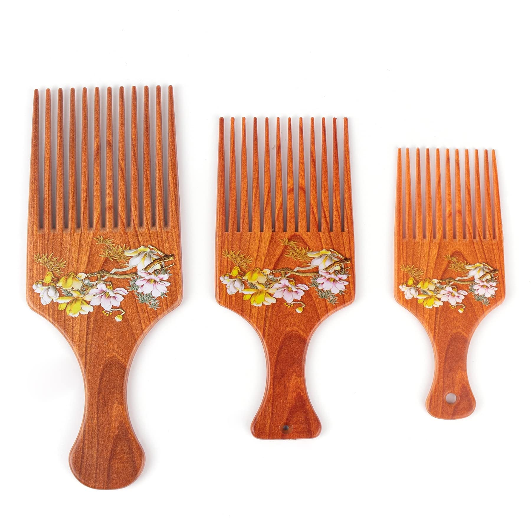 Amazon.com : AUEAR, 3 Pack Hair Pick Wooden Comb, Wide Tooth Afro Picks ...