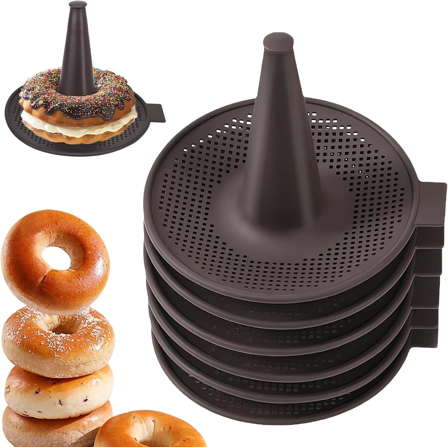 Amazon.com: 6pcs donut pan for baking,Silicone Donut Molds,Brown Baking ...