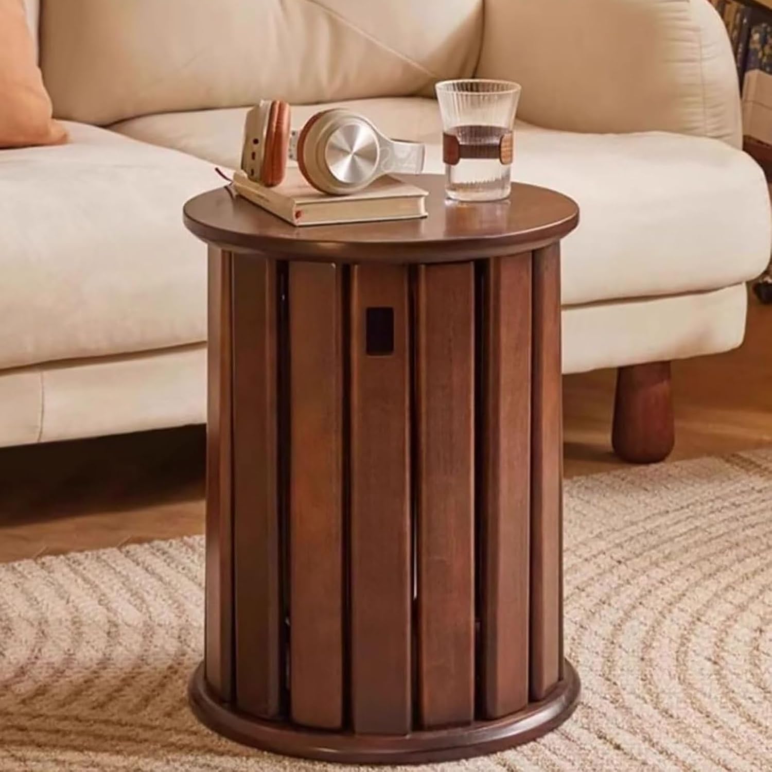 Stackable Stools Set of 4 | Round Side Table & Wooden Nesting Coffee ...