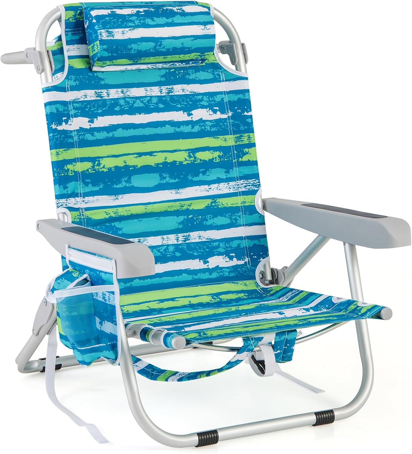 Amazon.com : Goplus Beach Chair, 330lbs Folding Backpack Beach Chairs ...