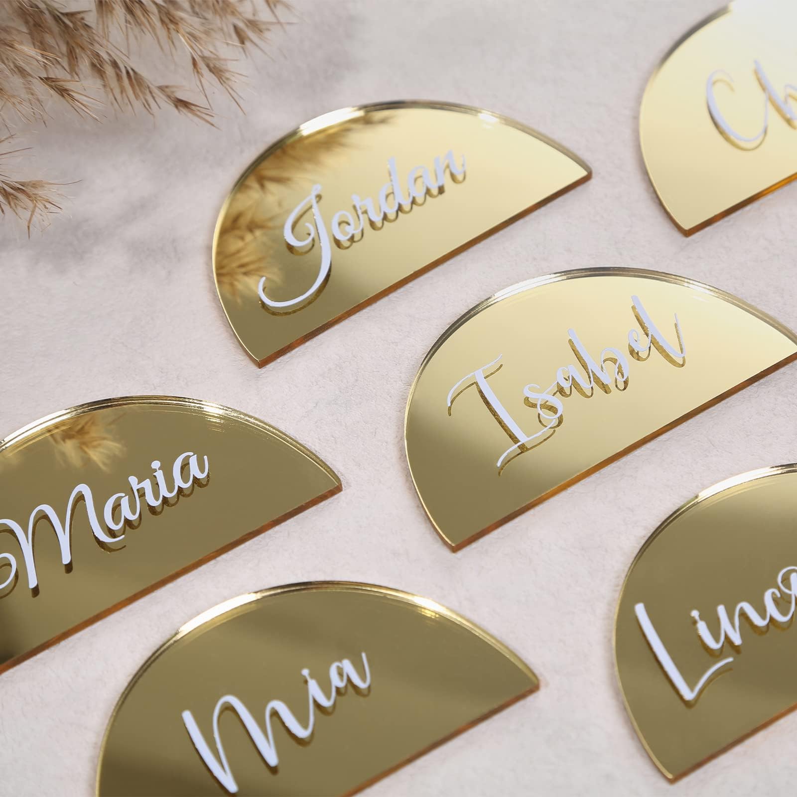 Amazon.com: UNIQOOO 20 Pcs 3.5x2 inches Gold Mirror Half Circle Acrylic ...