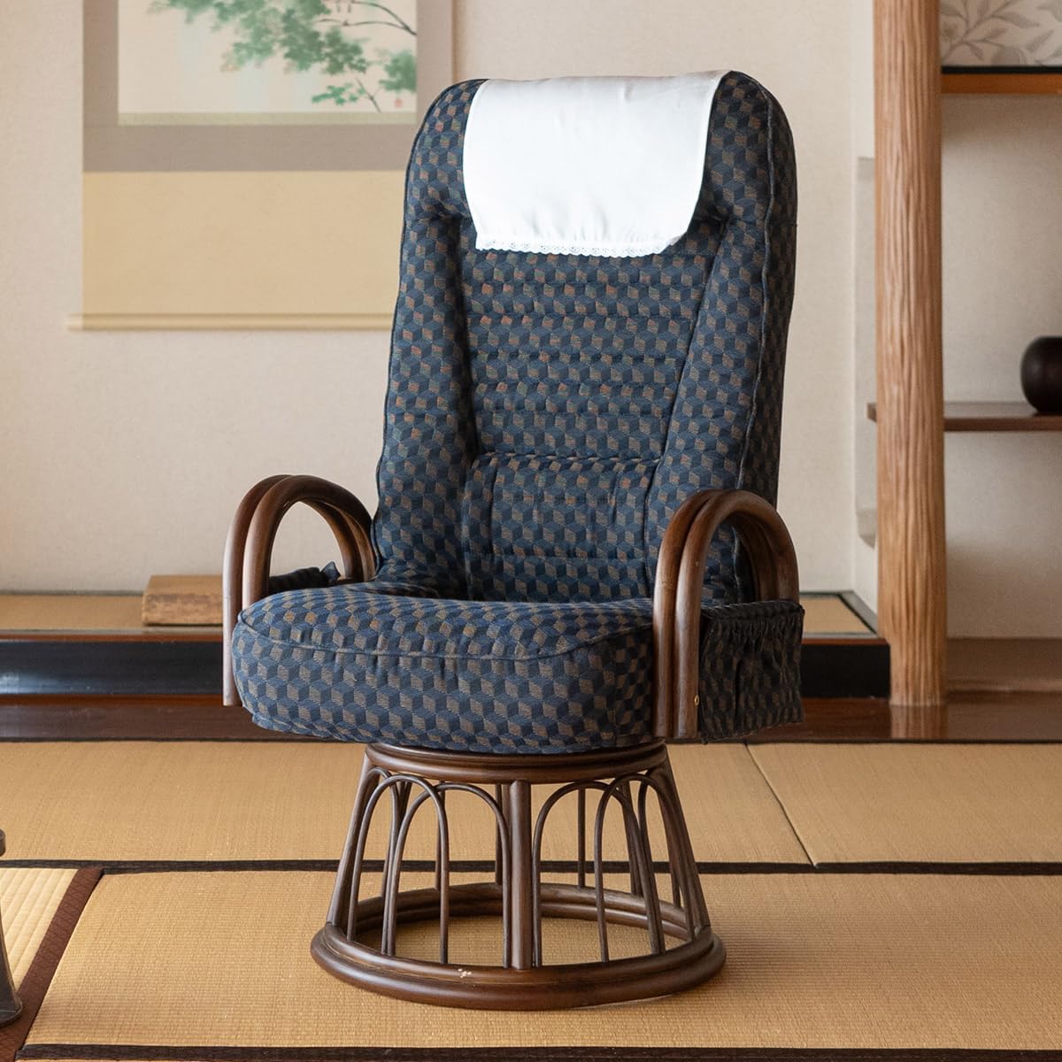 Amazon.com: EMOOR Tatami Chair Japanese-Style Swivel Chair RYOKAN (Navy ...