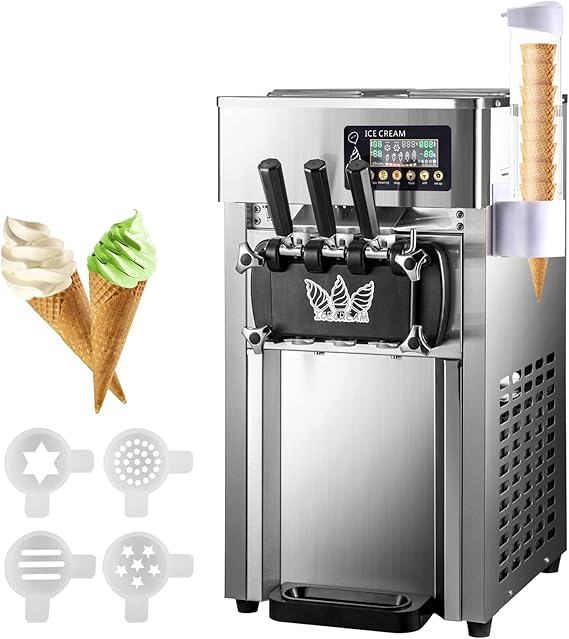 Amazon.com: VEVOR Commercial Ice Cream Maker Machine, 2+1 Flavor ...