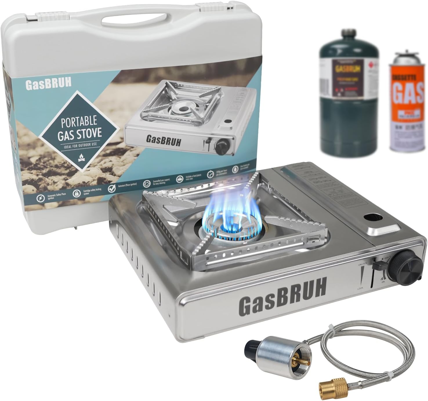 Amazon.com: Portable Butane Camping Stove COMBO with 4 x 8oz. Butane ...