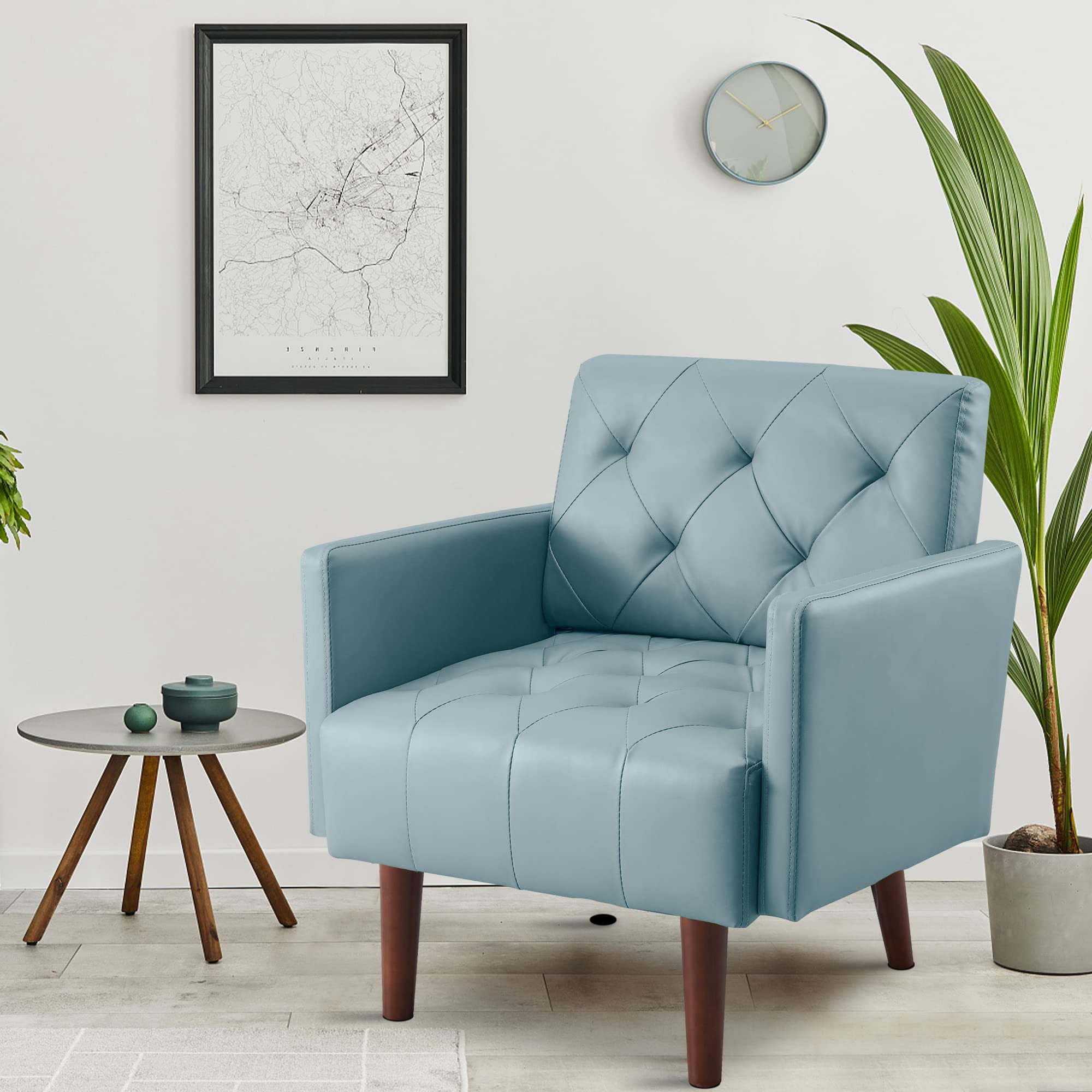 Amazon.com: RXRRXY Faux Leather Accent Chair Modern PU Armchair, Retro ...